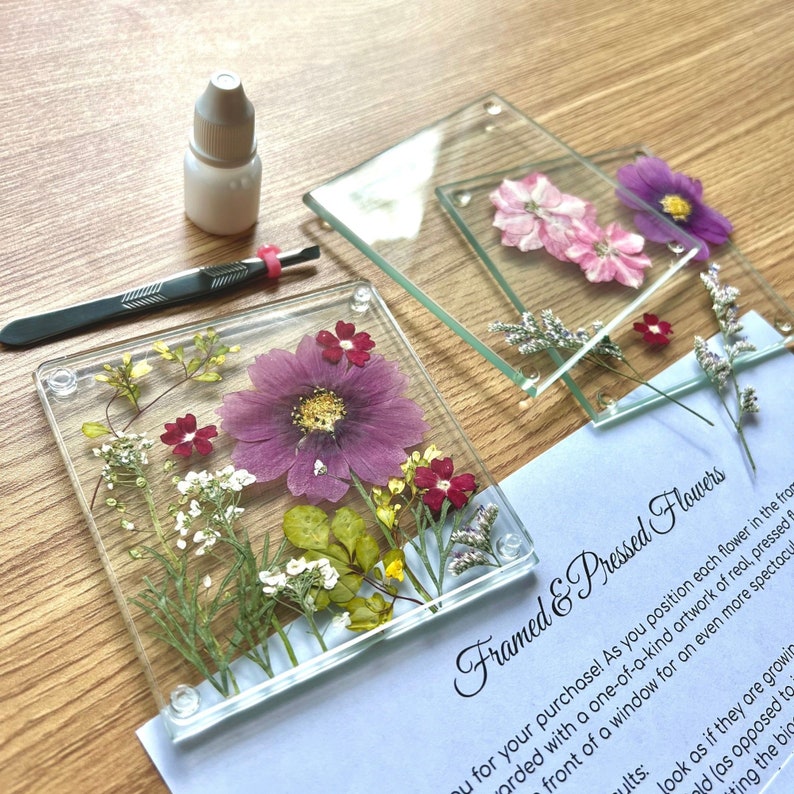 DIY Pressed Flower Coaster Kit, Custom Photo Wedding Craft Drink ...