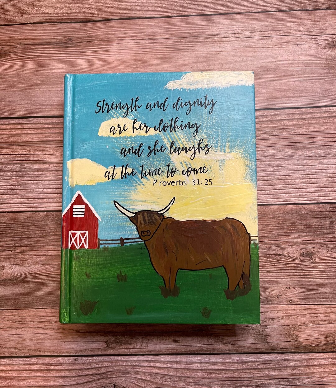 Custom Hand Painted Highland Cow Bible Christmas Gift Baby - Etsy