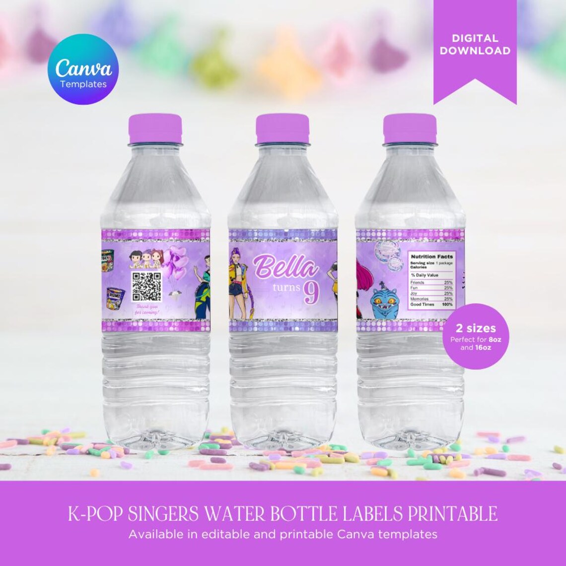 Kpop Singers Water Bottle Labels Printable, Kpop Theme Birthday Party ...