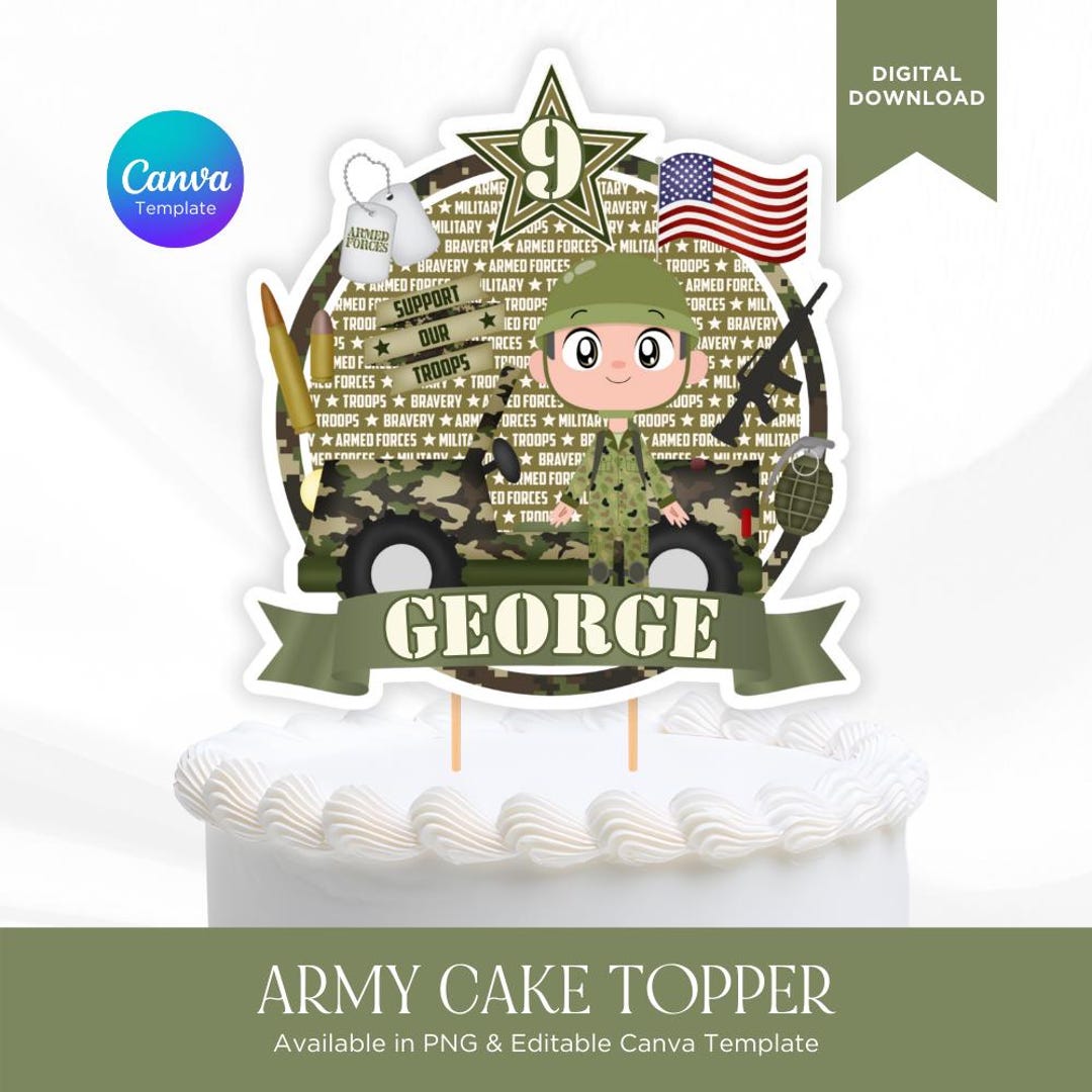 Army Birthday Cake Topper Printable, US Armed Forces Birthday Party ...