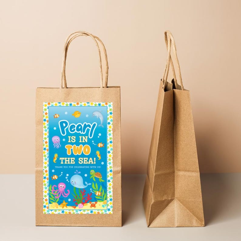 Sea Animals Gift Bag Label Printable, Party Bag Stickers, Under the Sea ...