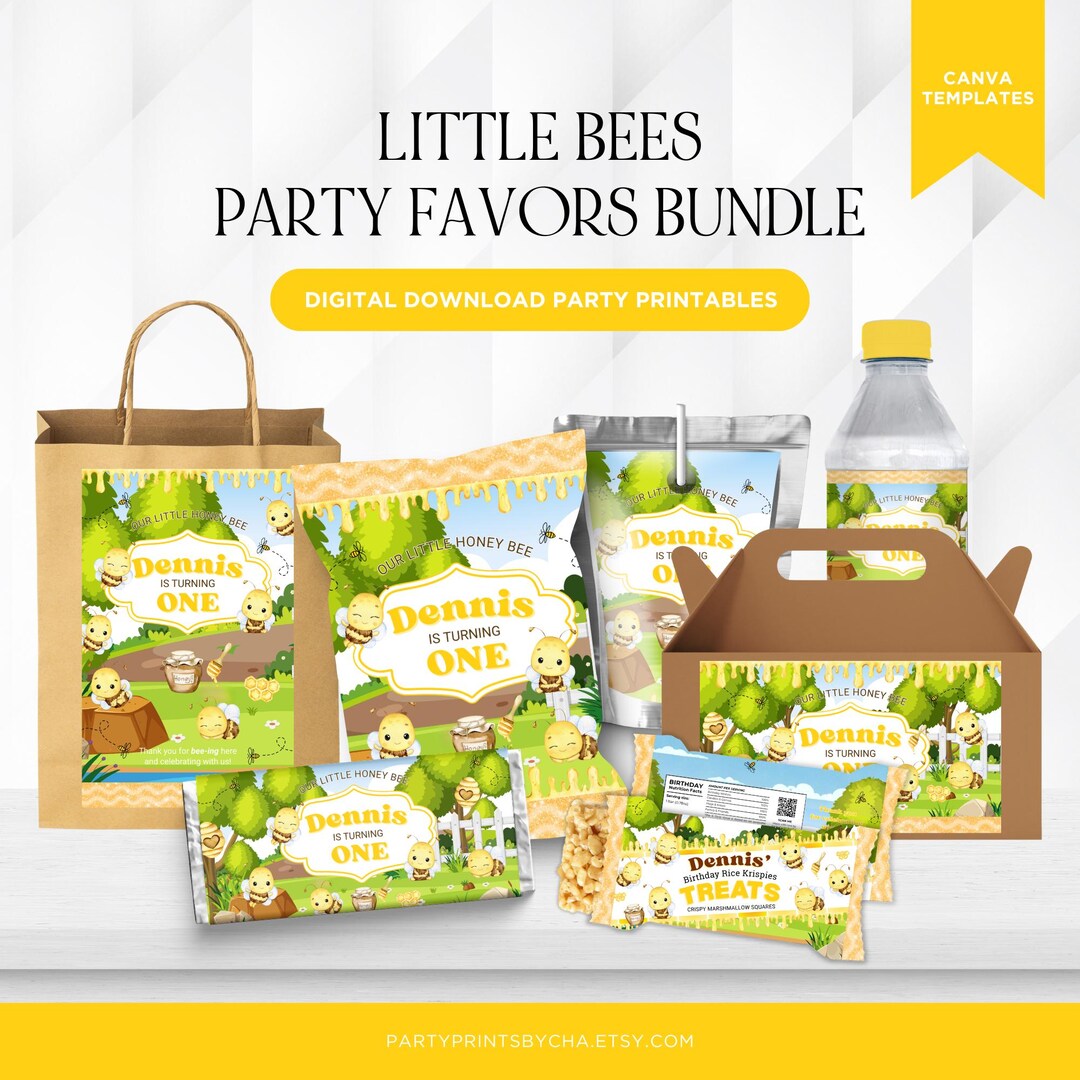 Little Bees Birthday Party Favors Bundle, Bee Themed Birthday Party ...