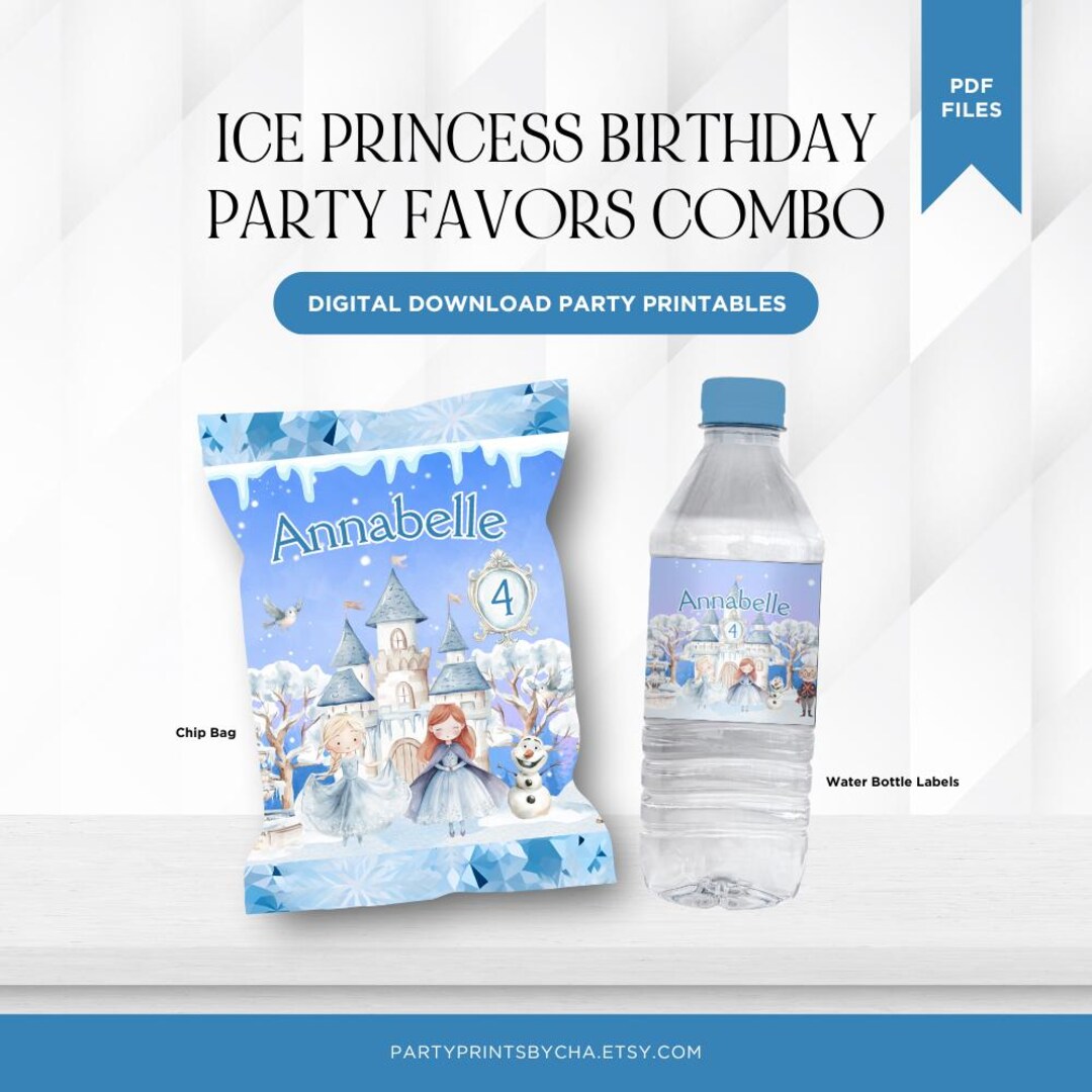 Ice Princess Party Favors Printable, Ice Princess Chip Bag, Ice ...