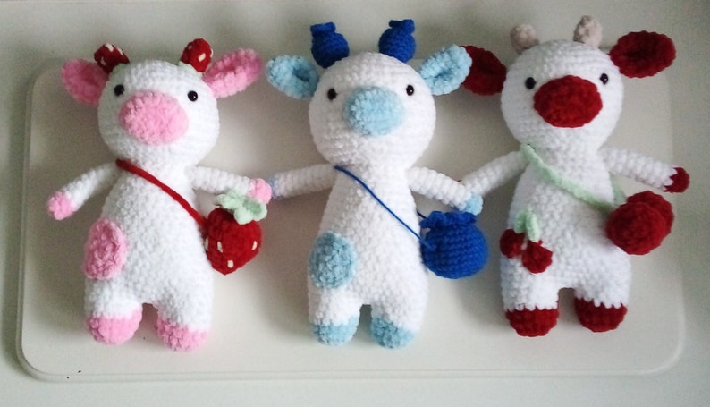 PDF Pattern 3 in 1 Crochet Fruit Cows Strawberry Cow Cherry Cow ...