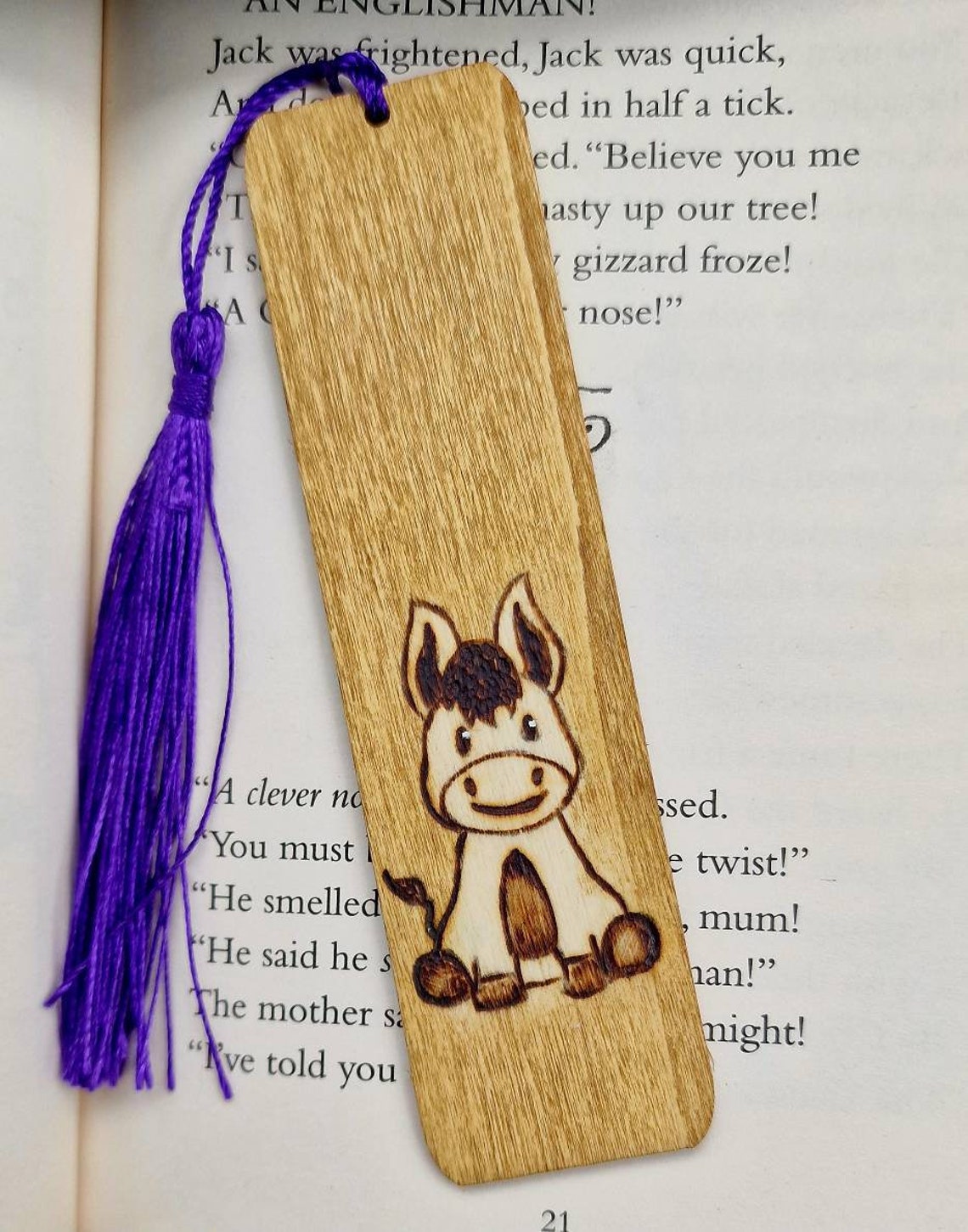 Handmade Wooden Pyrography Animal Bookmark - Etsy