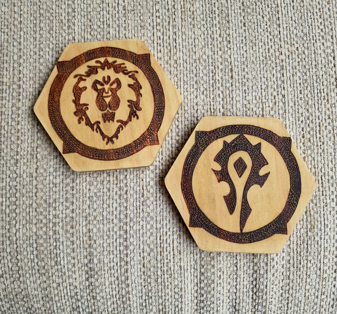 Handmade Wooden Pyrographed World of Warcraft Coasters - Etsy