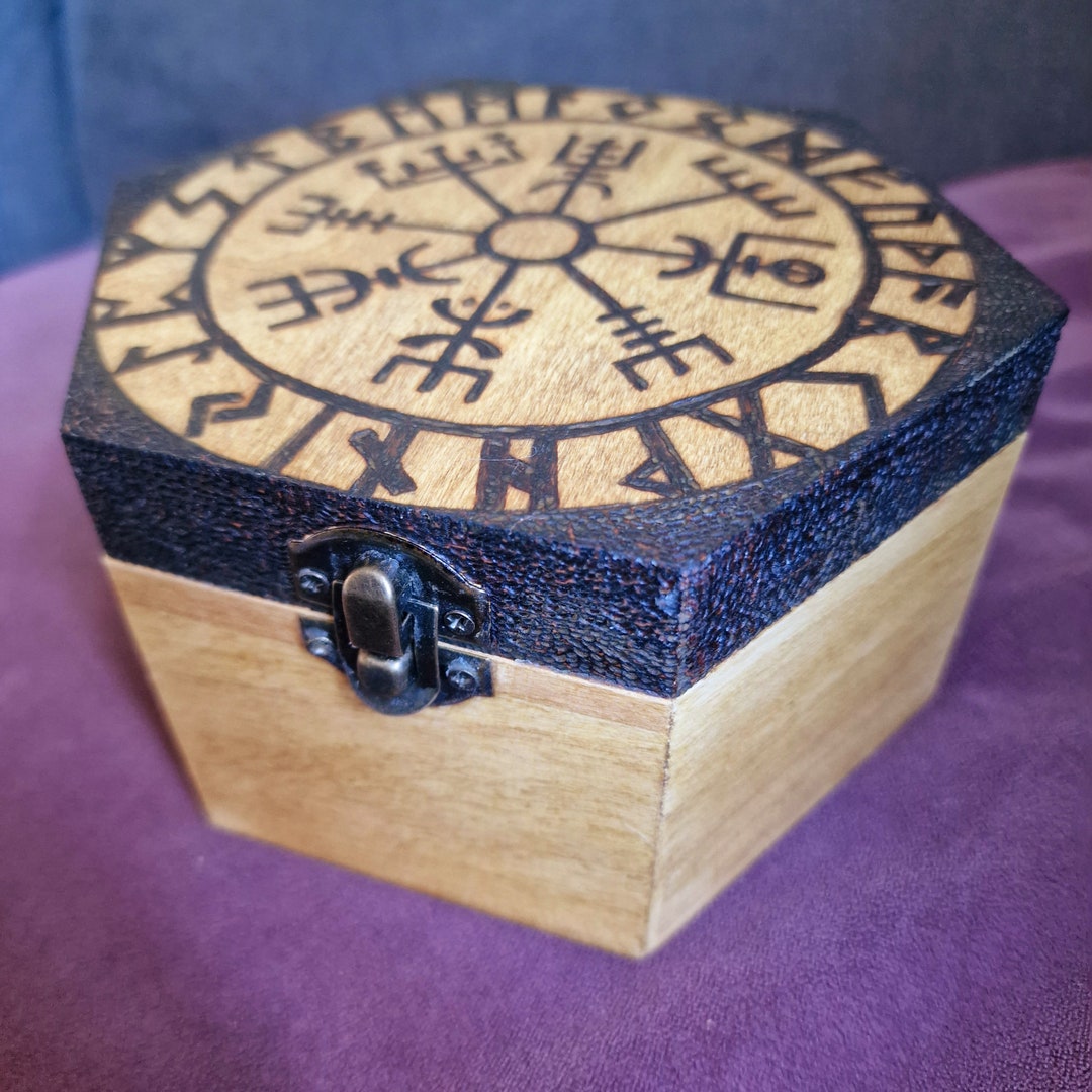 Viking Vegvisir Wooden Pyrography Box - Etsy