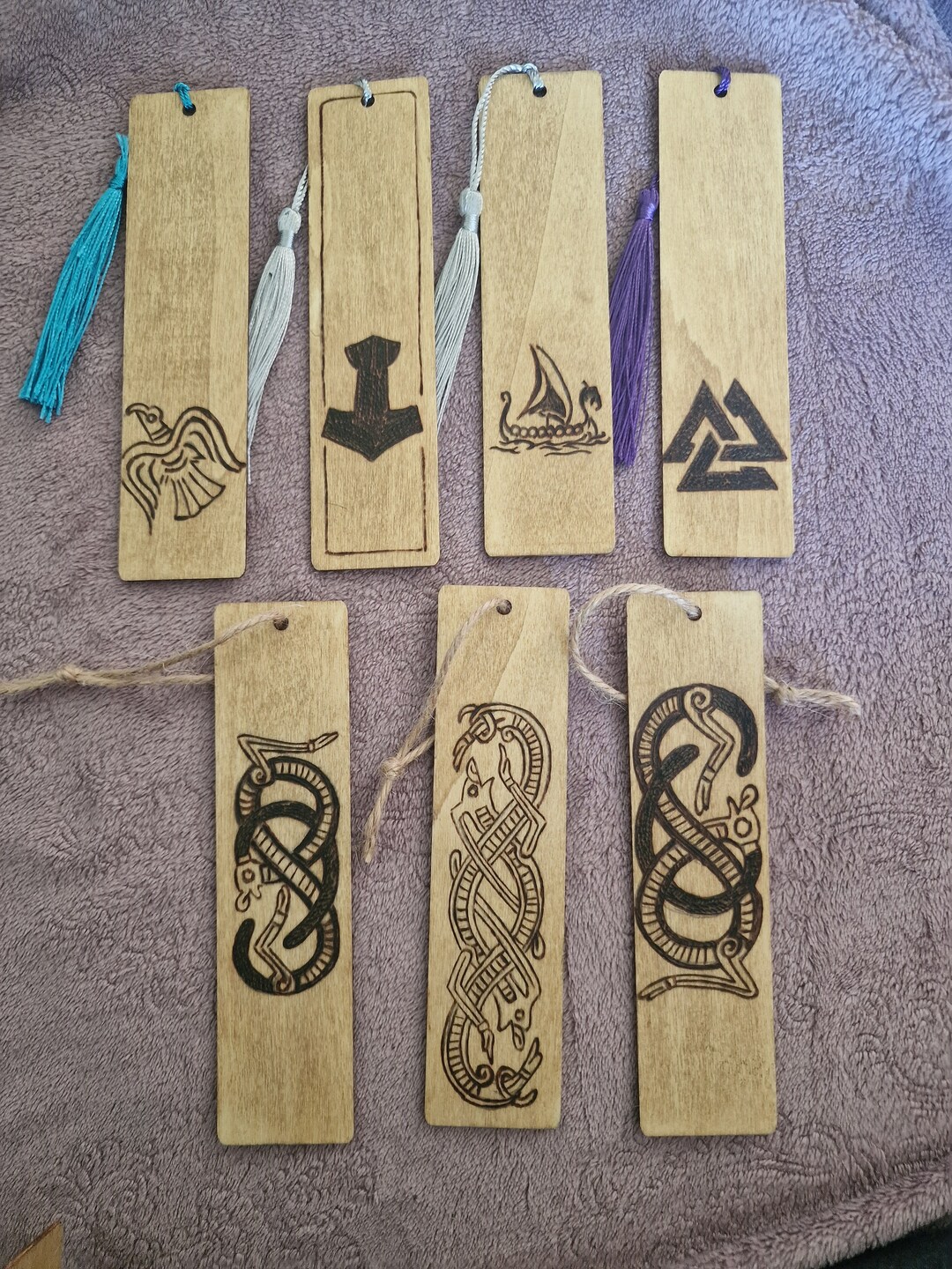 Handmade Wooden Pyrographed Norse Viking Bookmark - Etsy