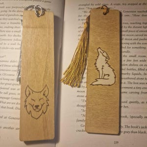 Handmade Wooden Pyrographed Wolf Bookmark - Etsy