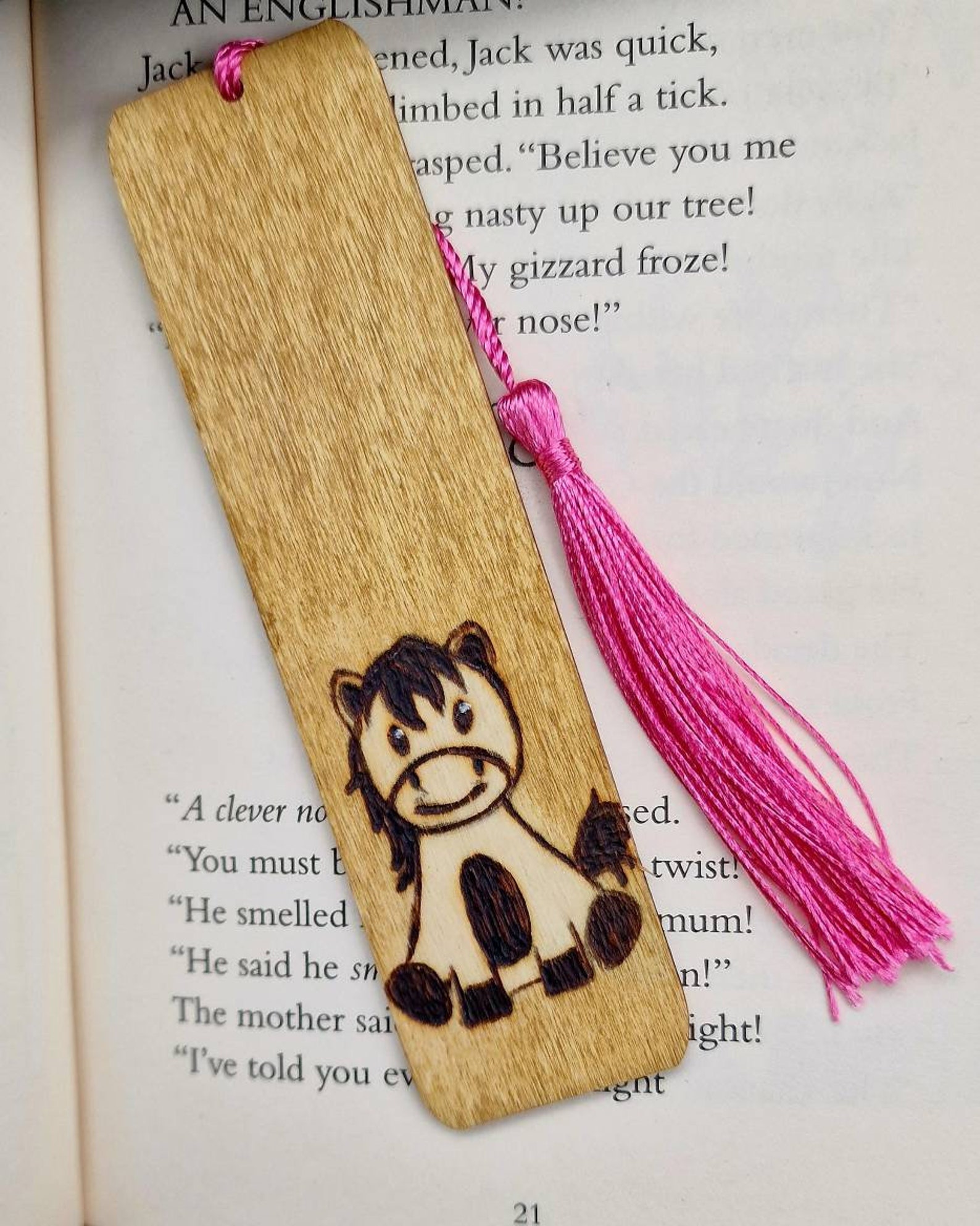 Handmade Wooden Pyrography Animal Bookmark - Etsy