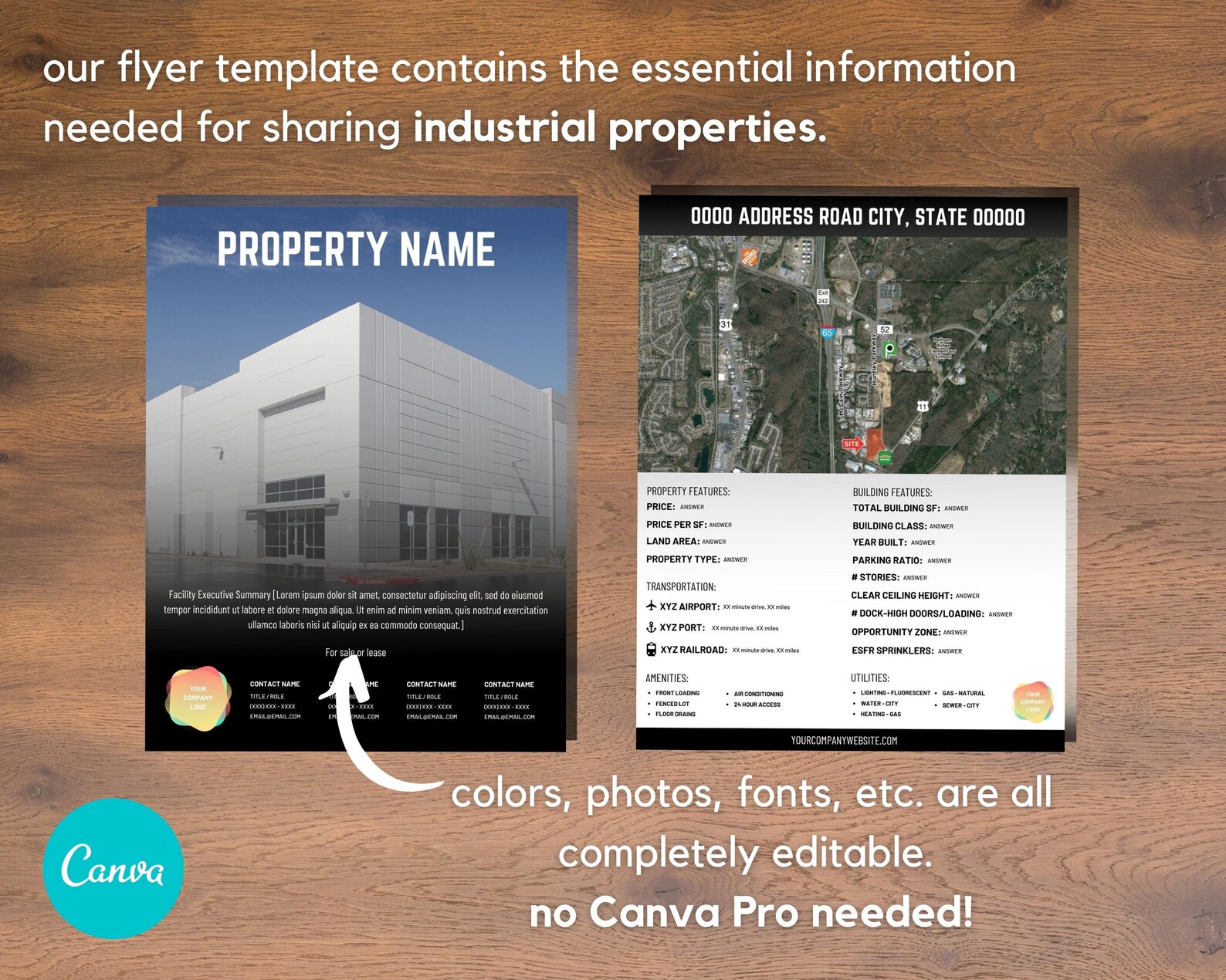 Commercial Real Estate Flyer Template, Editable Real Estate Template ...