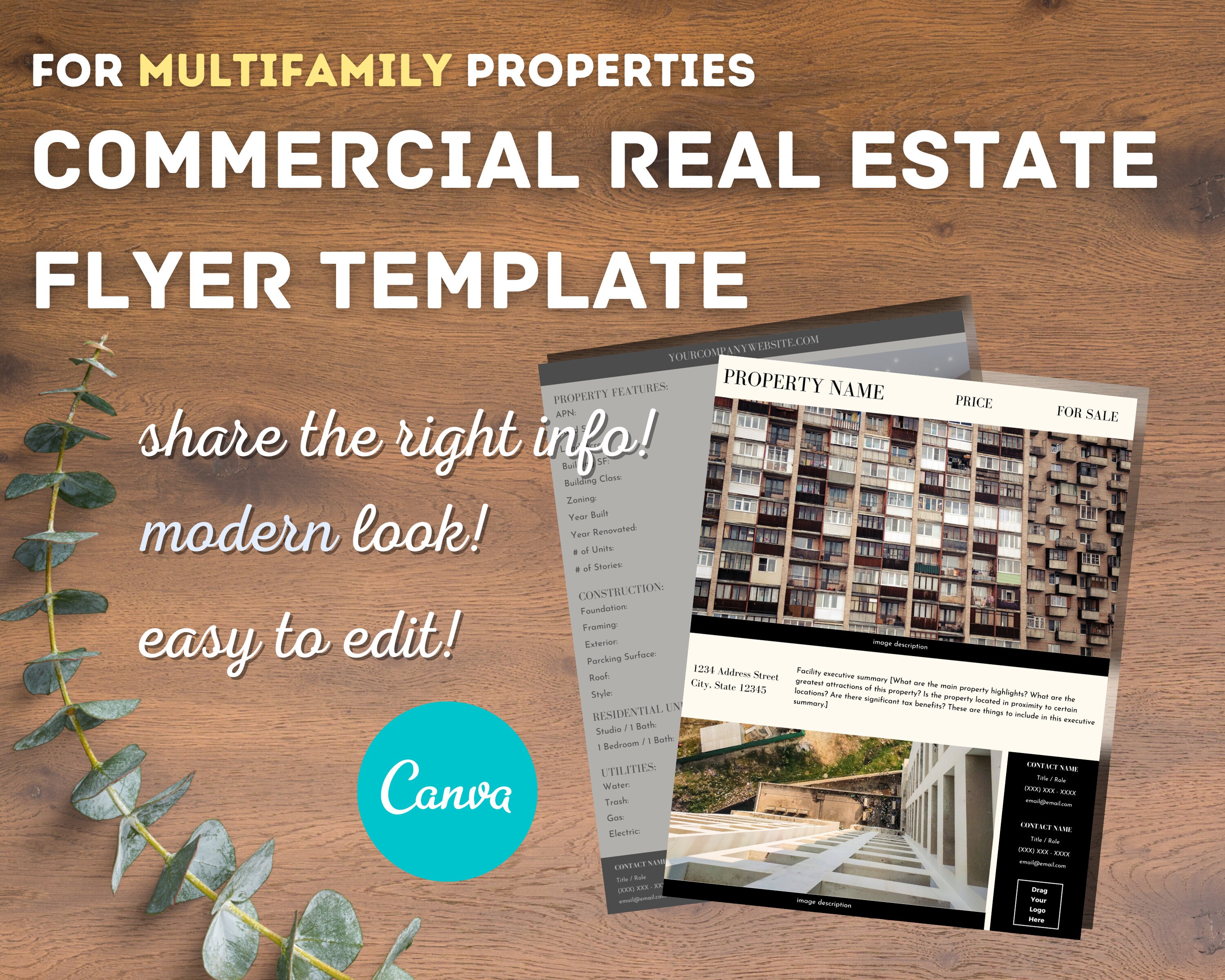 Commercial Real Estate Flyer Template, Editable Template, Commercial ...