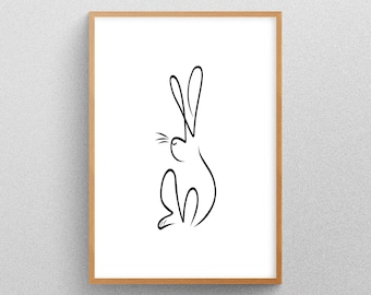 Rabbit Line Art - Etsy