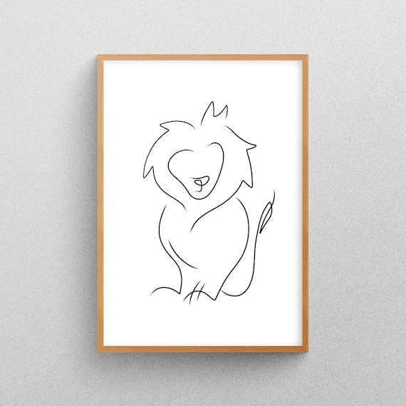 Lion Line Art Nursery Wall Art Safari Animals Minimalistic - Etsy