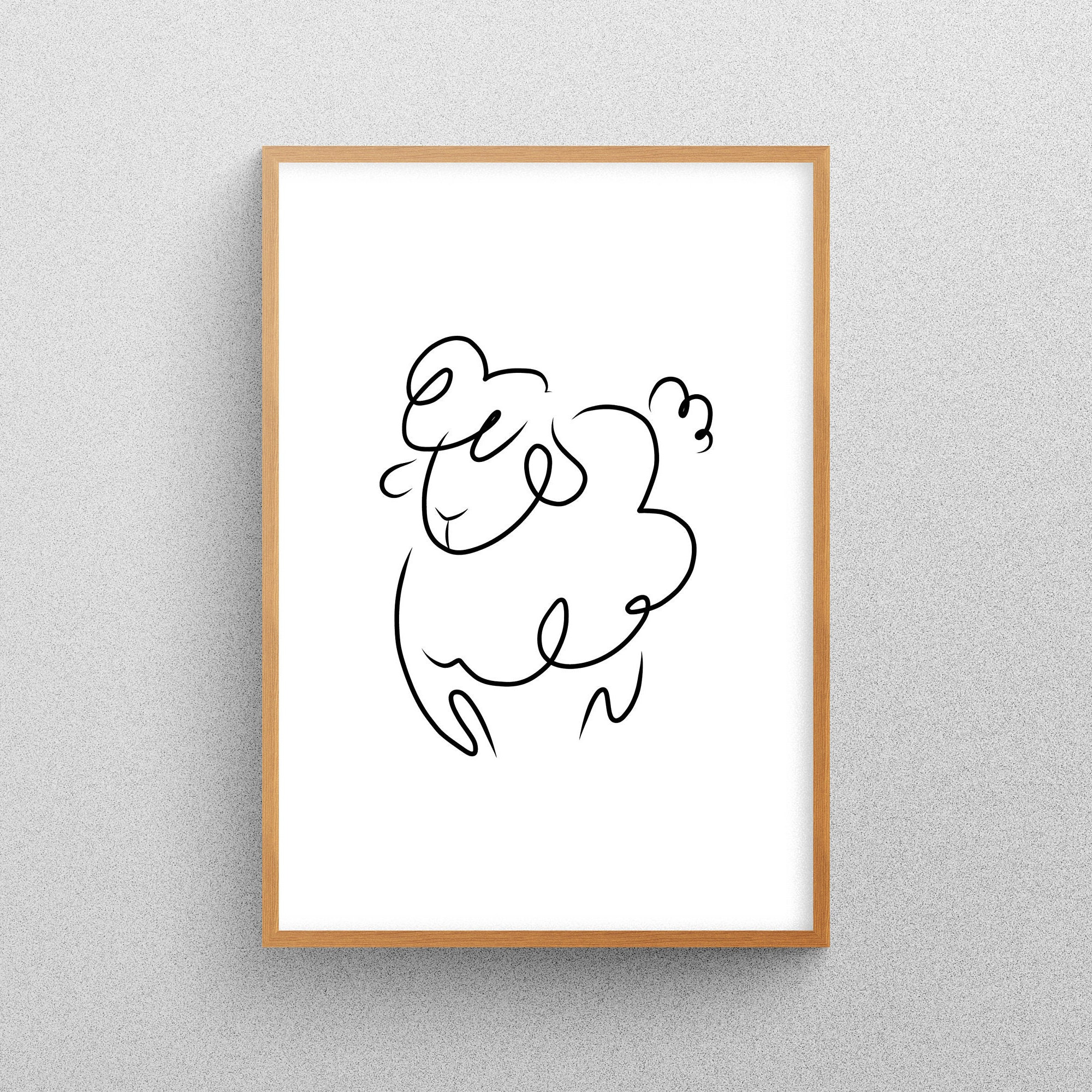 Sheep Line Art, Nursery Wall Art, Farm Animals, Minimalistic, Abstract ...