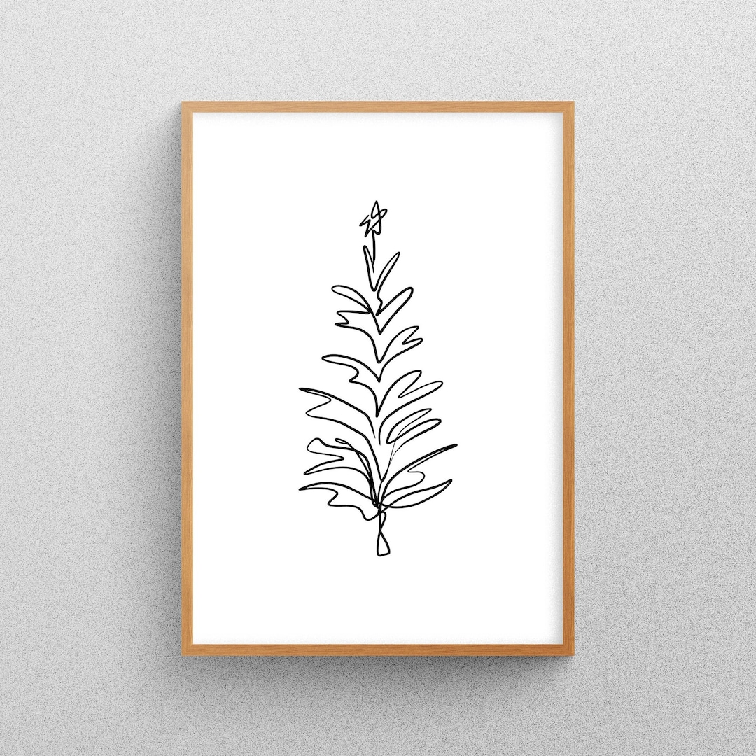 Simple Christmas Tree Line Art, Christmas Wall Art, Minimalistic ...