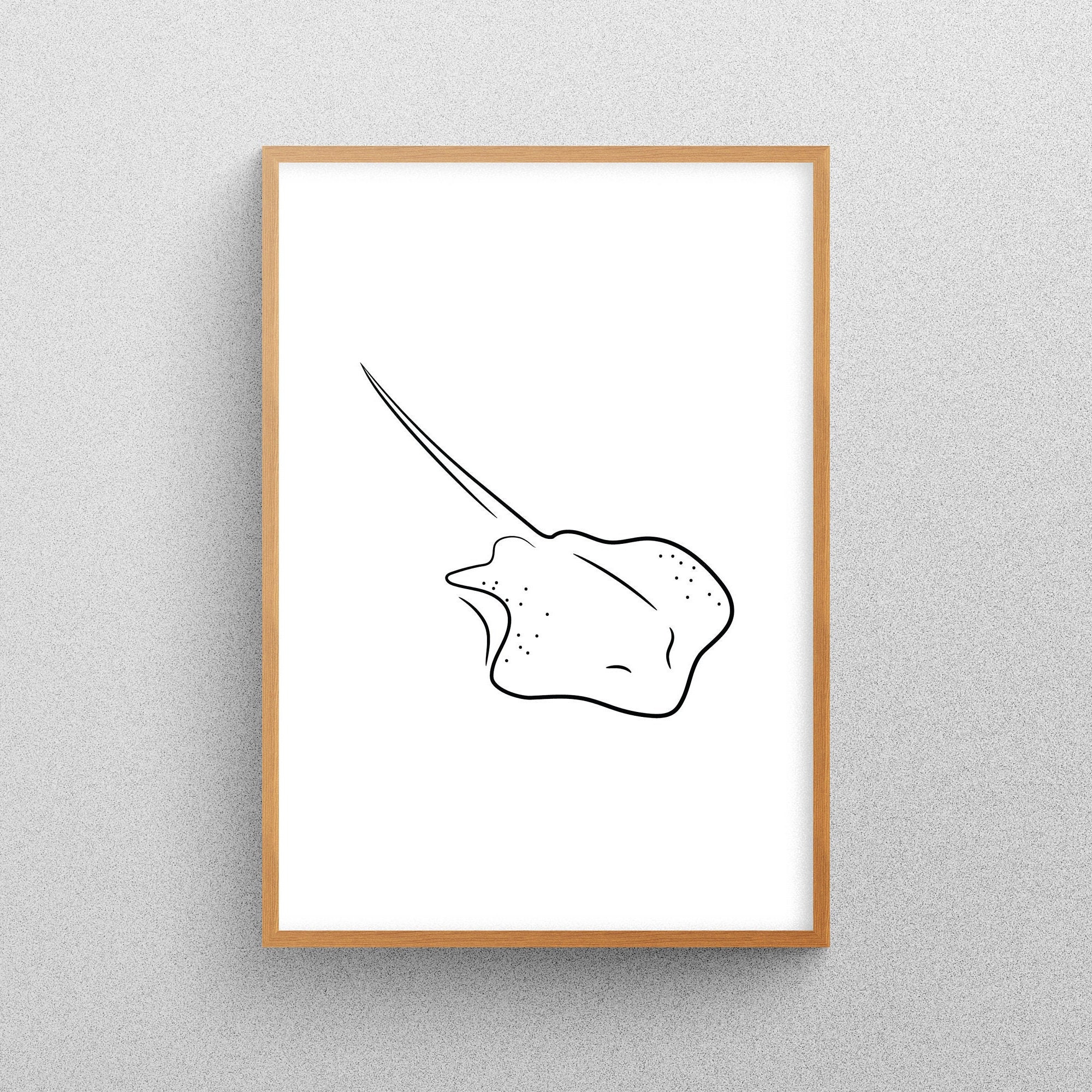 Stingray Line Art, Nursery Wall Art, Sea Animals, Minimalistic ...