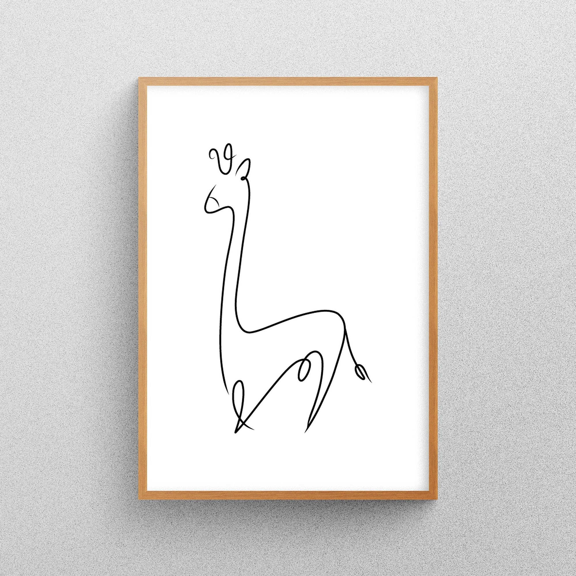Giraffe Line Art, Nursery Wall Art, Safari Animals, Minimalistic ...
