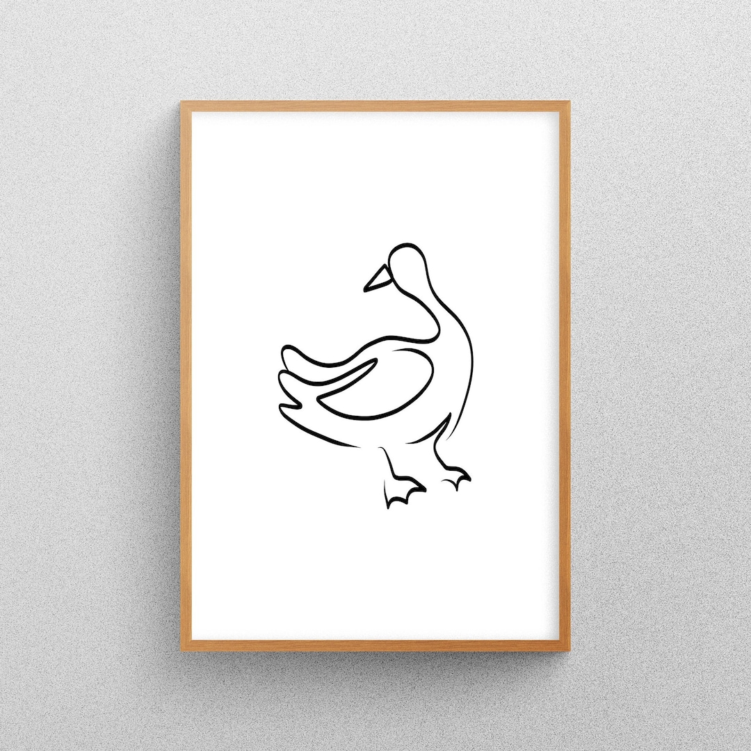 Duck Line Art, Nursery Wall Art, Lake Animals, Minimalistic, Abstract ...