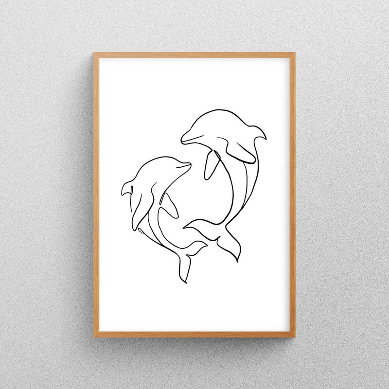 Dolphin Minimalist Art - Etsy