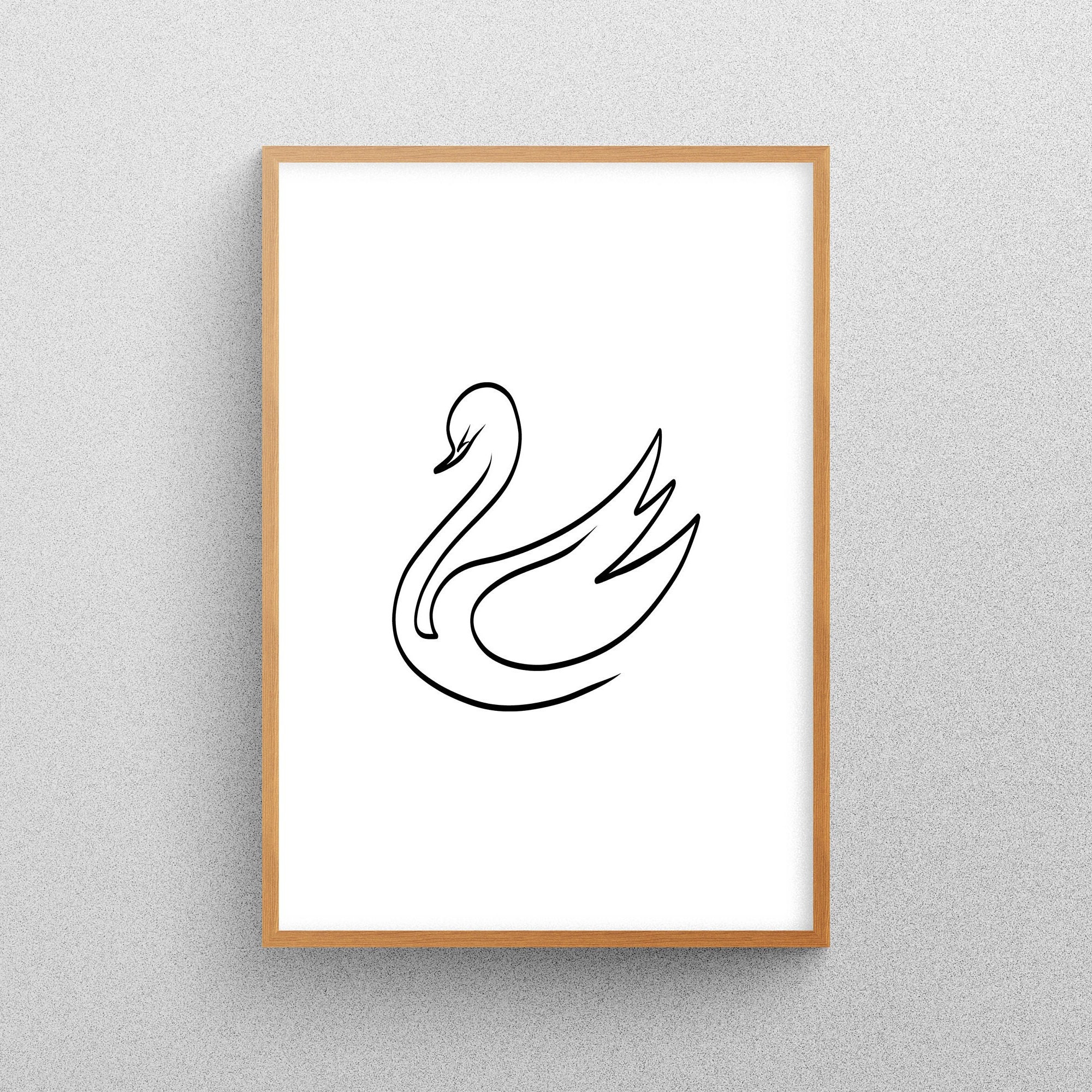 Swan Line Art, Nursery Wall Art, Lake Animals, Minimalistic, Abstract ...