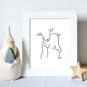 Lamb Line Art, Nursery Wall Art, Farm Animals, Minimalistic, Abstract ...