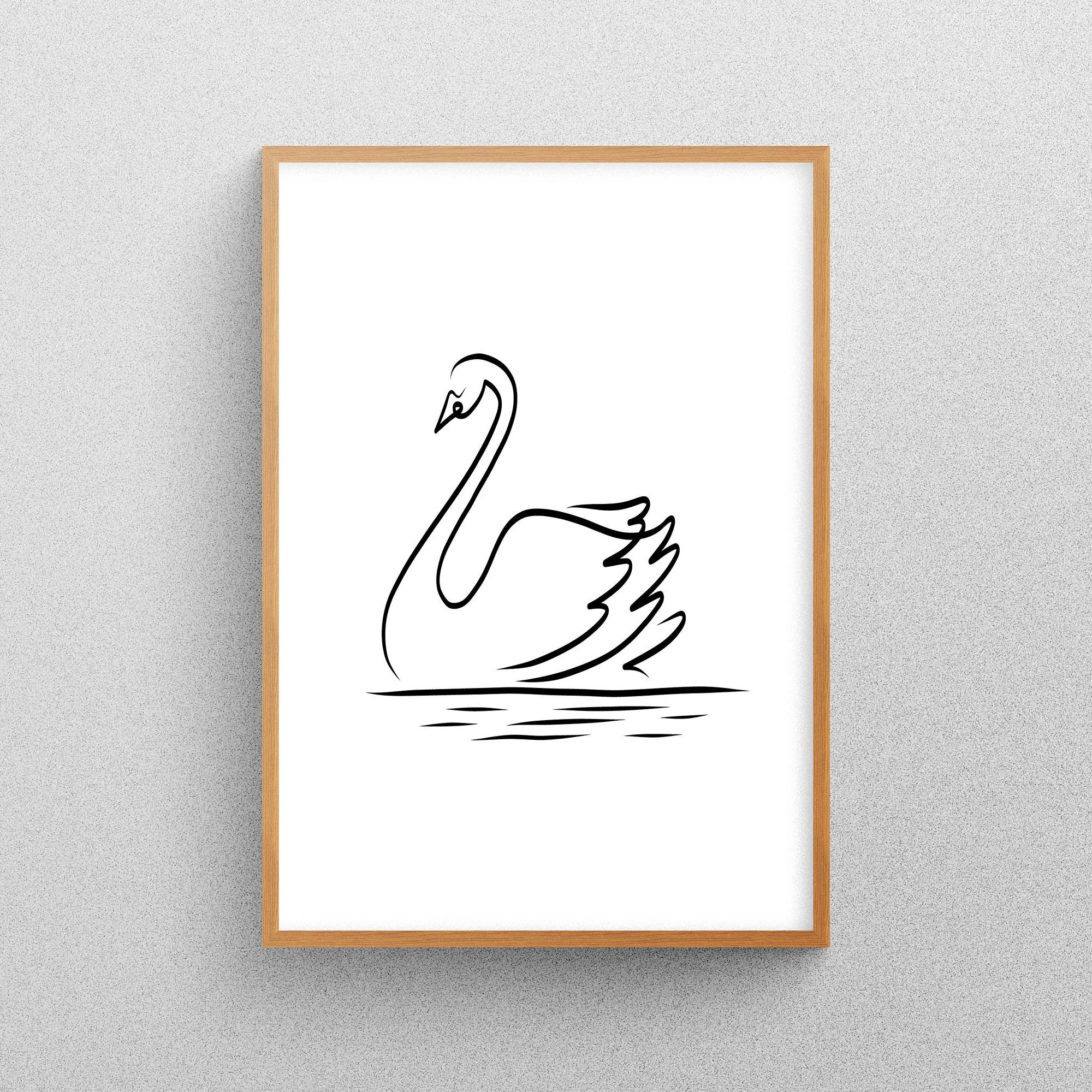 Swan Line Art, Nursery Wall Art, Lake Animals, Minimalistic, Abstract ...