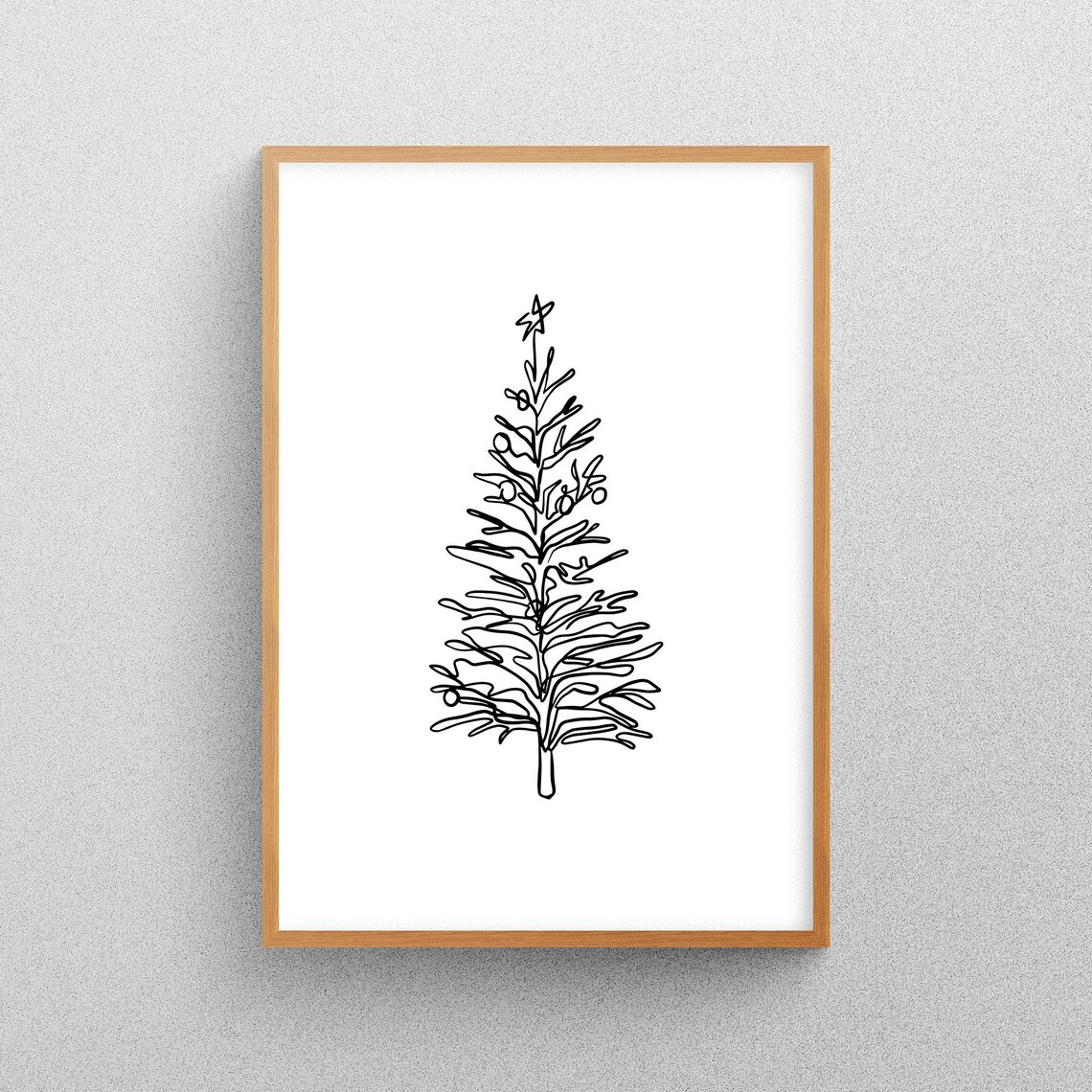 Christmas Tree Line Art, Christmas Wall Art, Minimalistic, Abstract ...