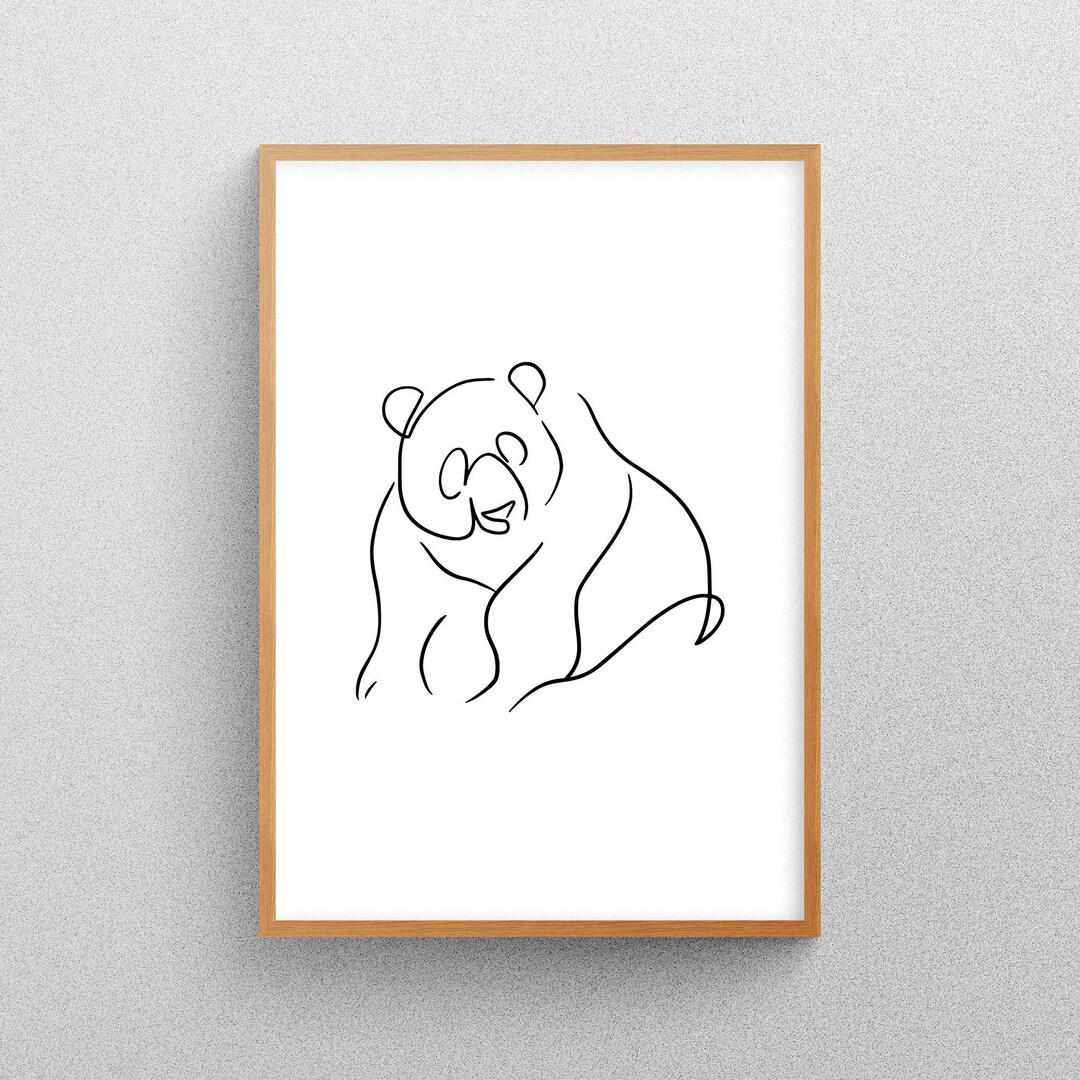 Panda Line Art, Nursery Wall Art, Zoo Animals, Minimalistic, Abstract ...