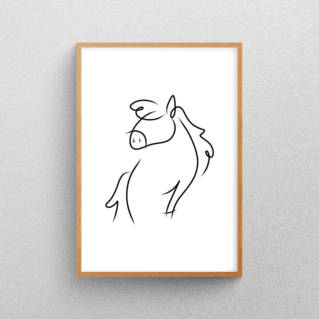 Horse Line Art, Nursery Wall Art, Farm Animals, Minimalistic, Abstract ...