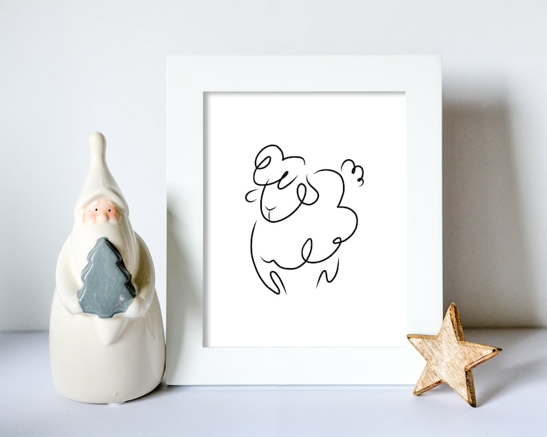 Sheep Line Art, Nursery Wall Art, Farm Animals, Minimalistic, Abstract ...