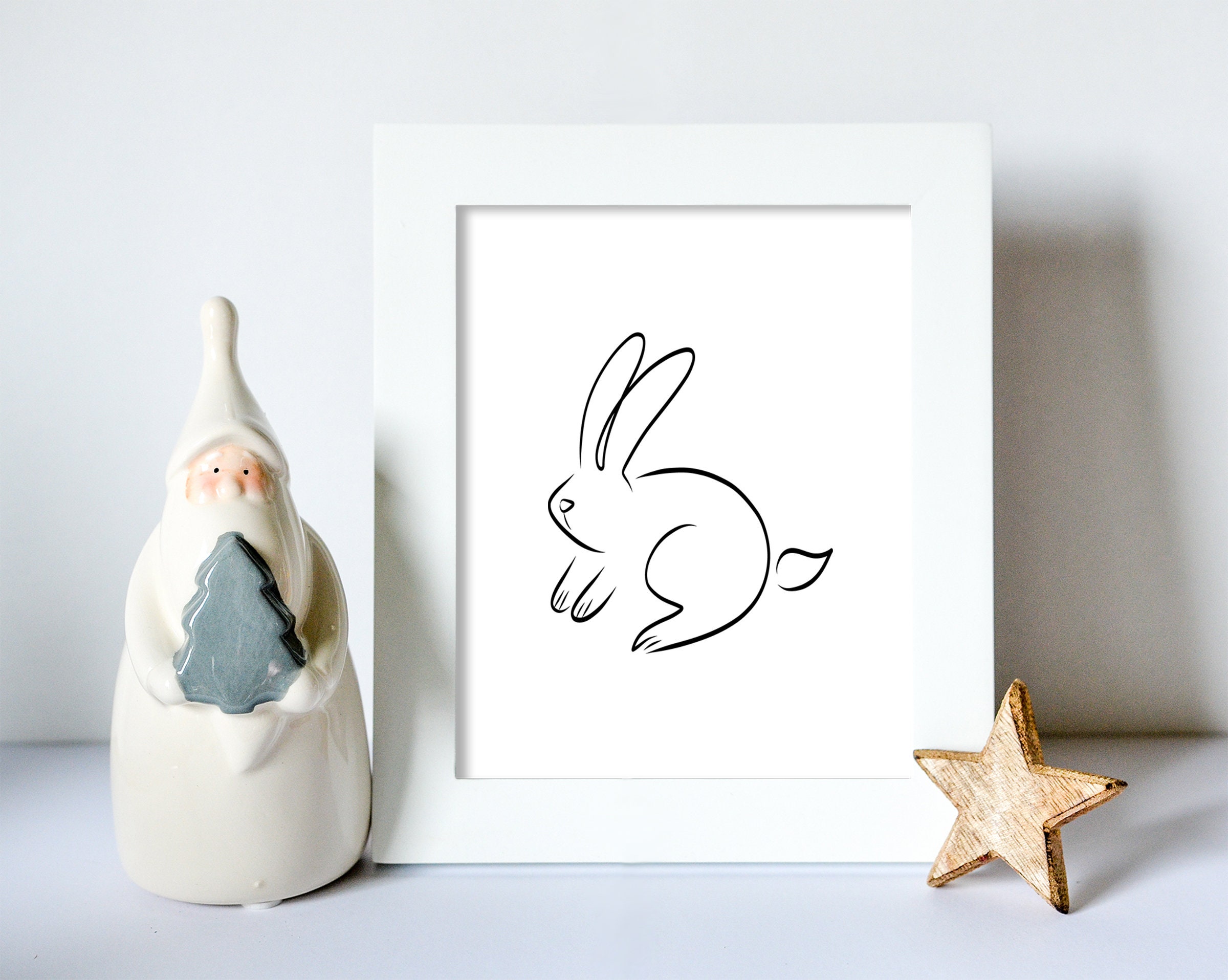 Rabbit Line Art, Nursery Wall Art, Cute Animals, Minimalistic, Abstract ...