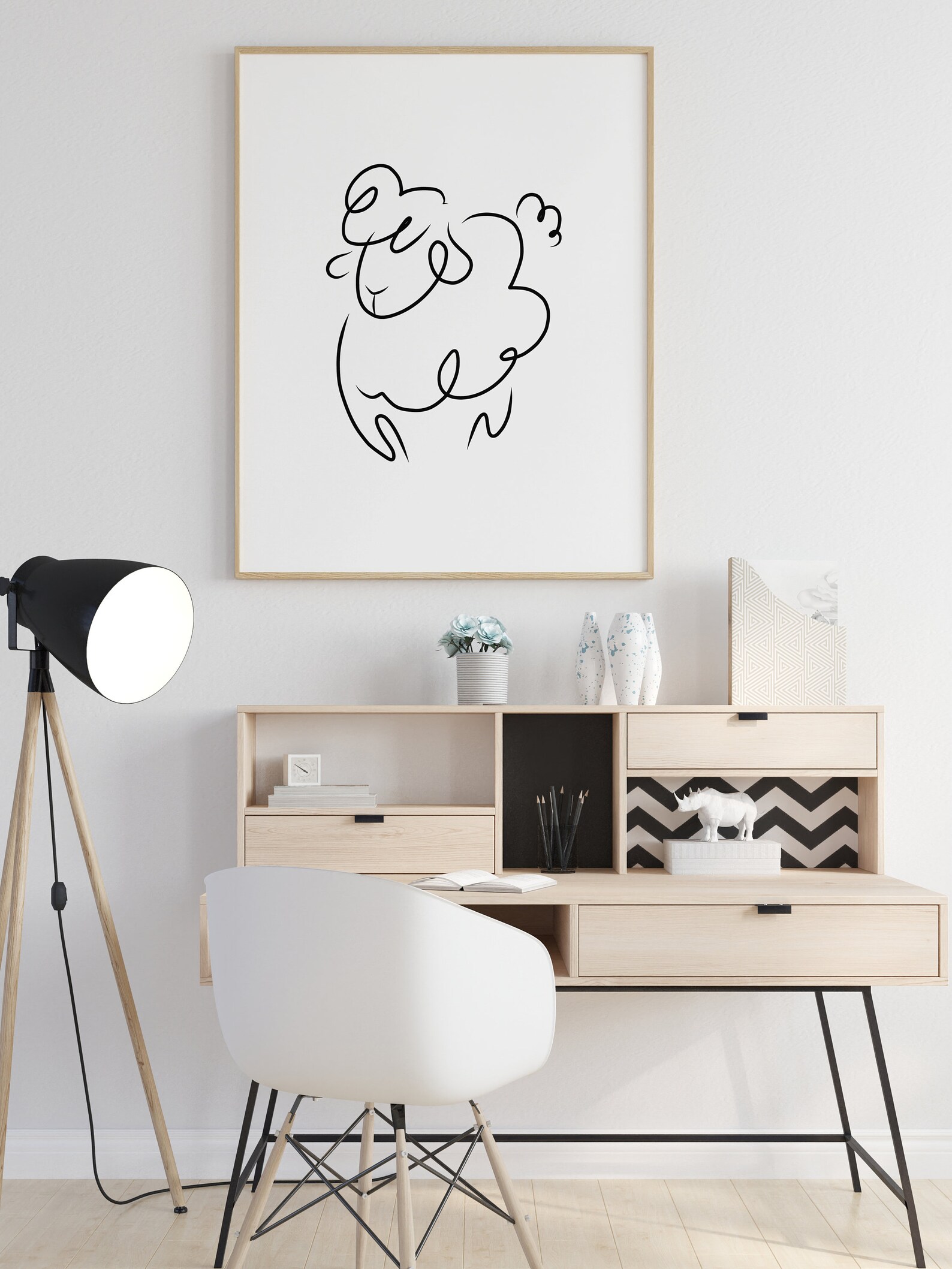 Sheep Line Art, Nursery Wall Art, Farm Animals, Minimalistic, Abstract ...