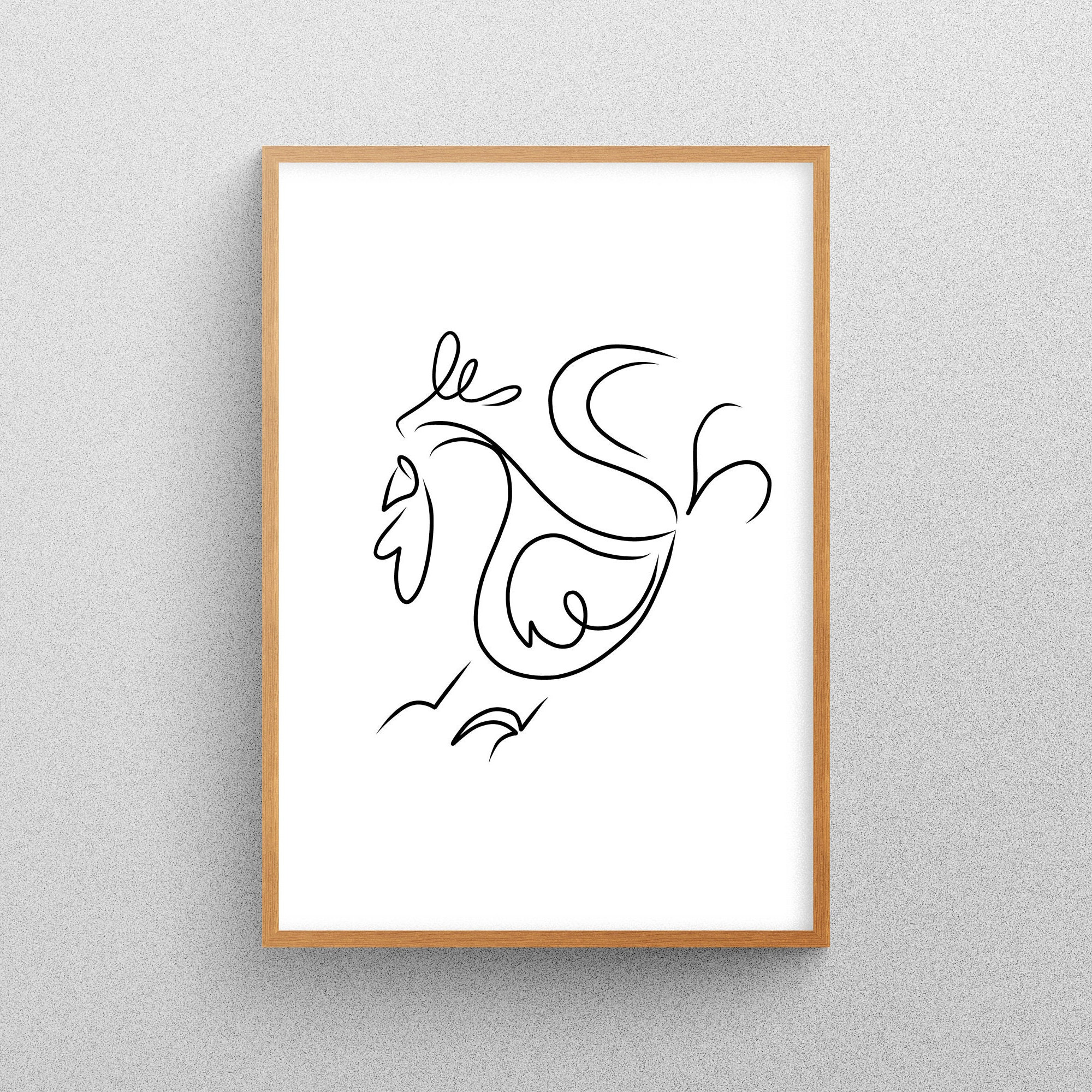 Rooster Line Art, Nursery Wall Art, Farm Animals, Minimalistic ...