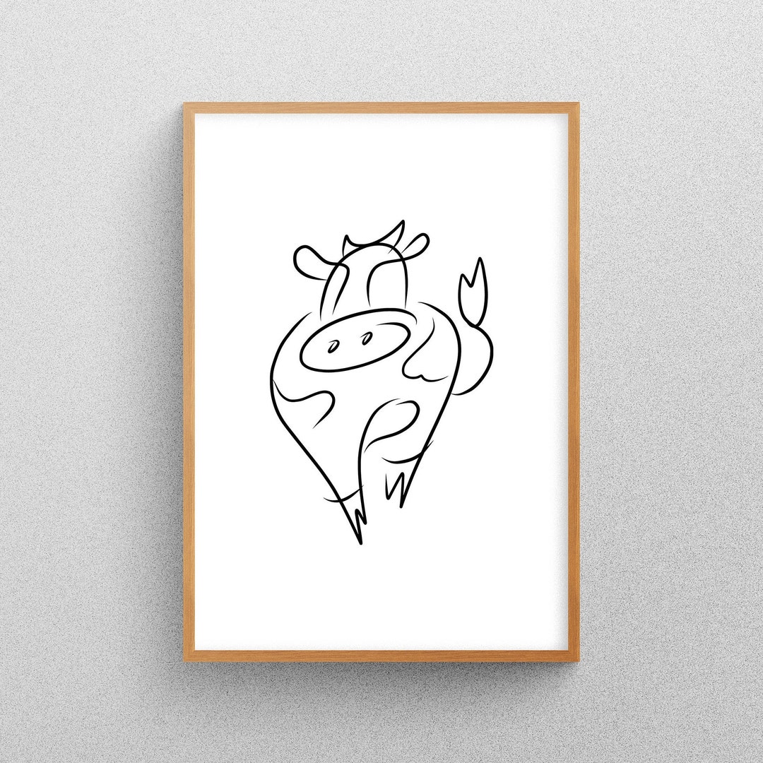 Cow Line Art, Nursery Wall Art, Farm Animals, Minimalistic, Abstract ...