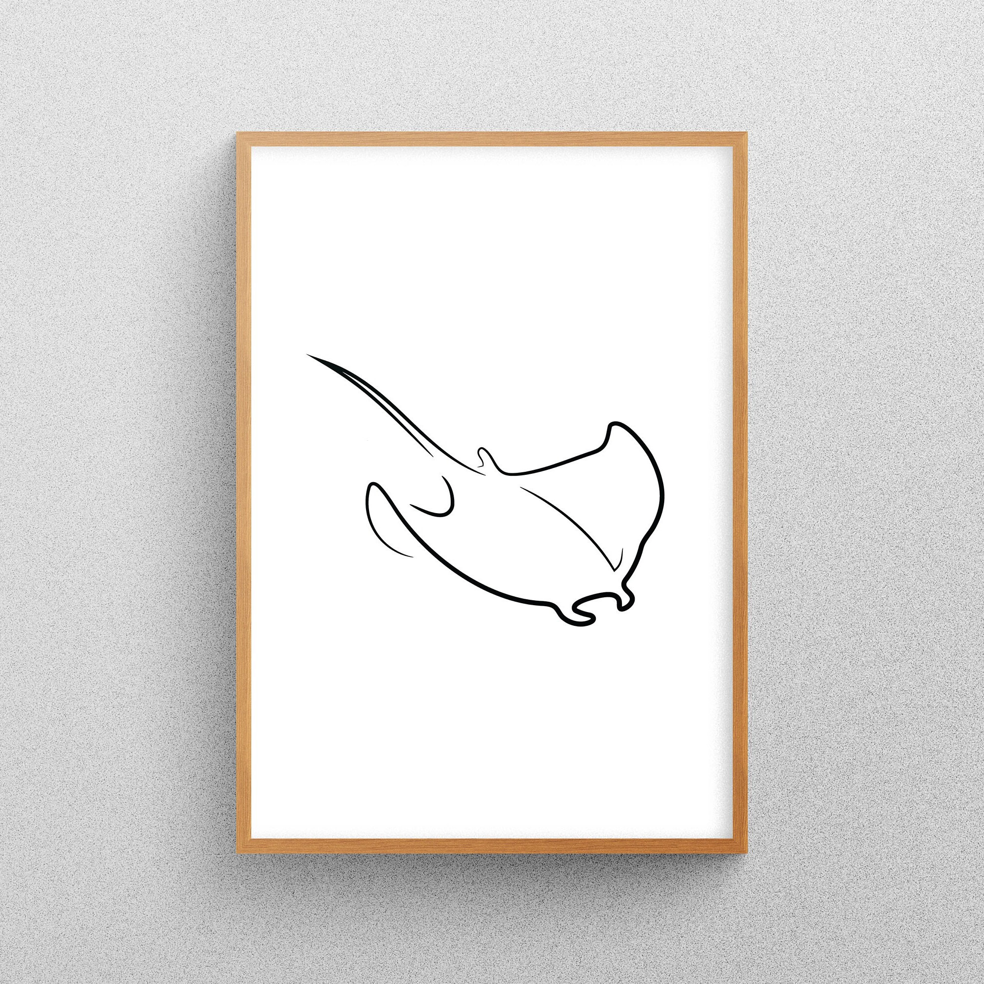 Manta Ray Line Art, Nursery Wall Art, Ocean Animals, Minimalistic ...