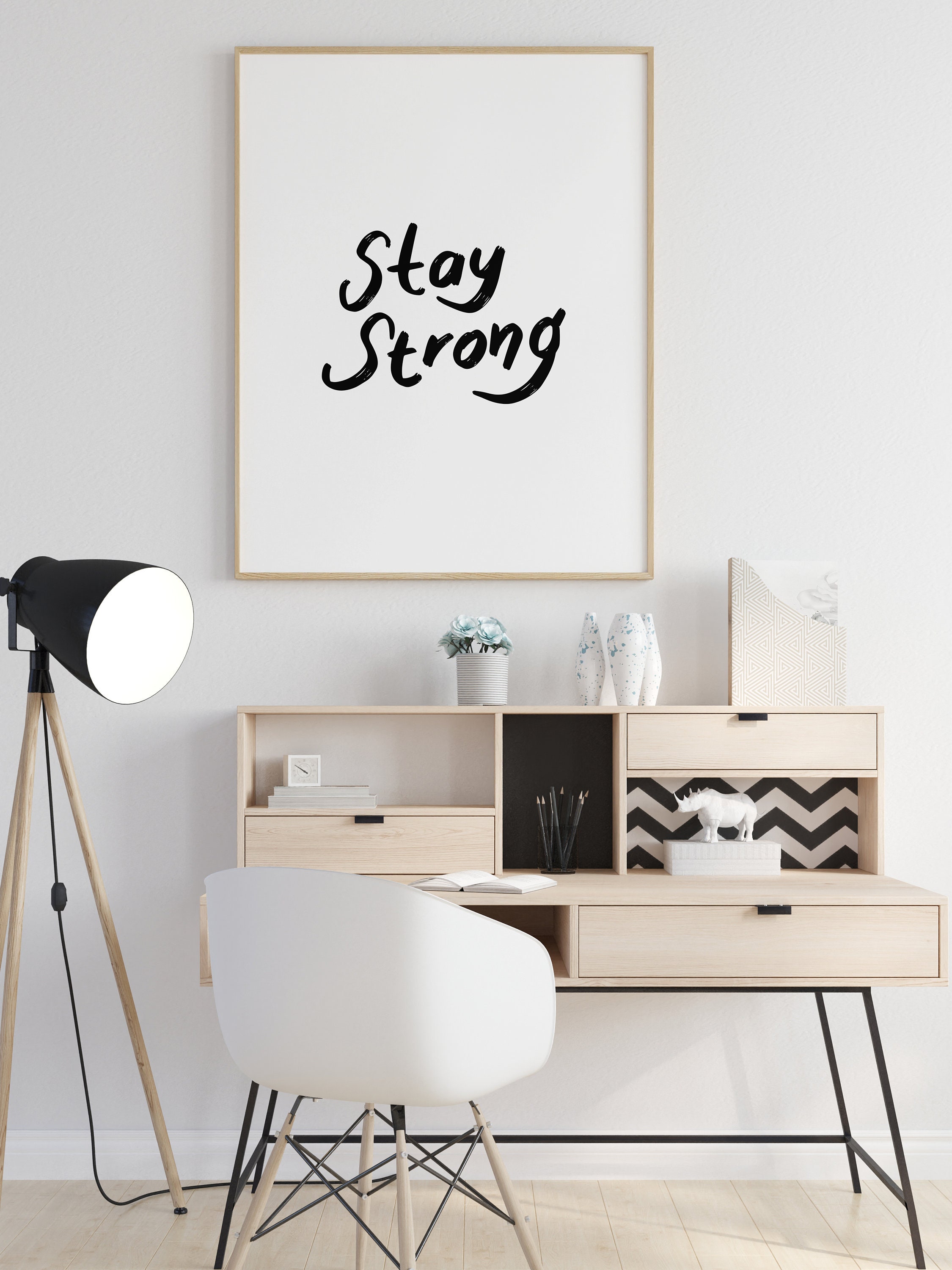 Bleib stark inspirierender Spruch Digitaler Wanddruck, minimalistisch ...