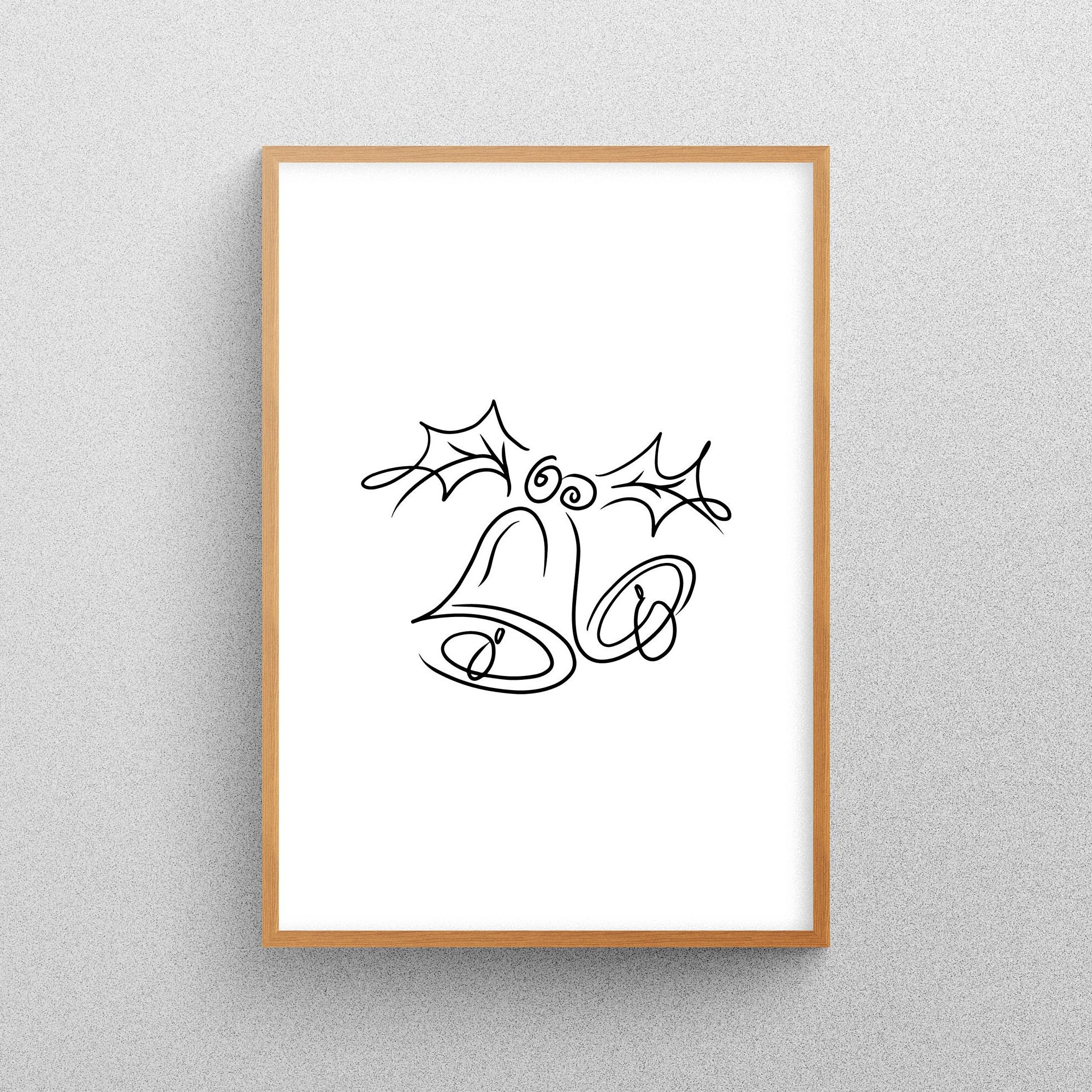 Jingle Bells Line Art, Christmas Wall Art, Minimalistic, Abstract, One ...