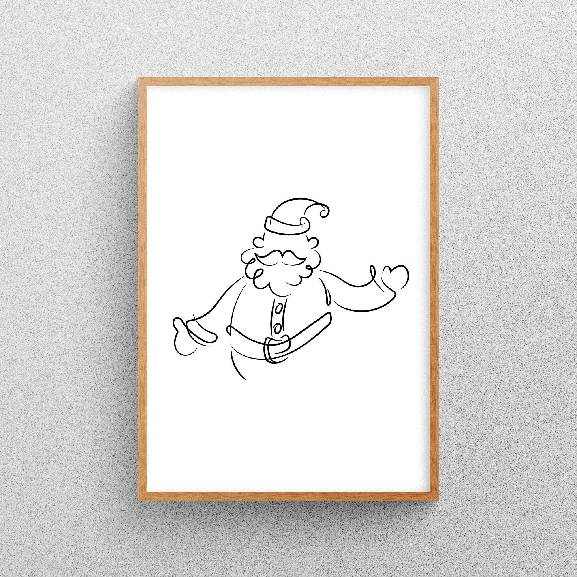 Santa Line Art, Christmas Wall Art, Minimalistic, Abstract, One Line ...
