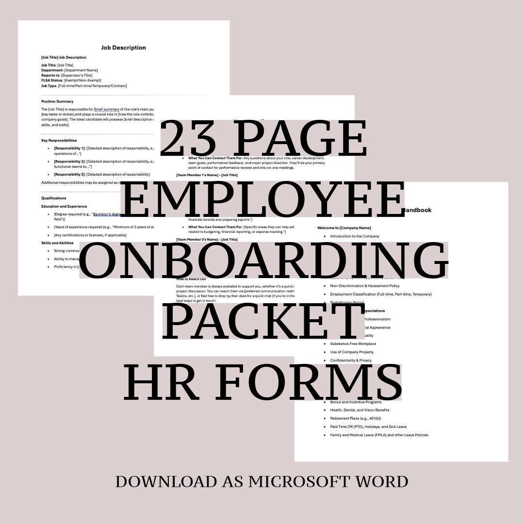 23 Page Employee Onboarding Packet | HR Onboarding Packet | Welcome ...