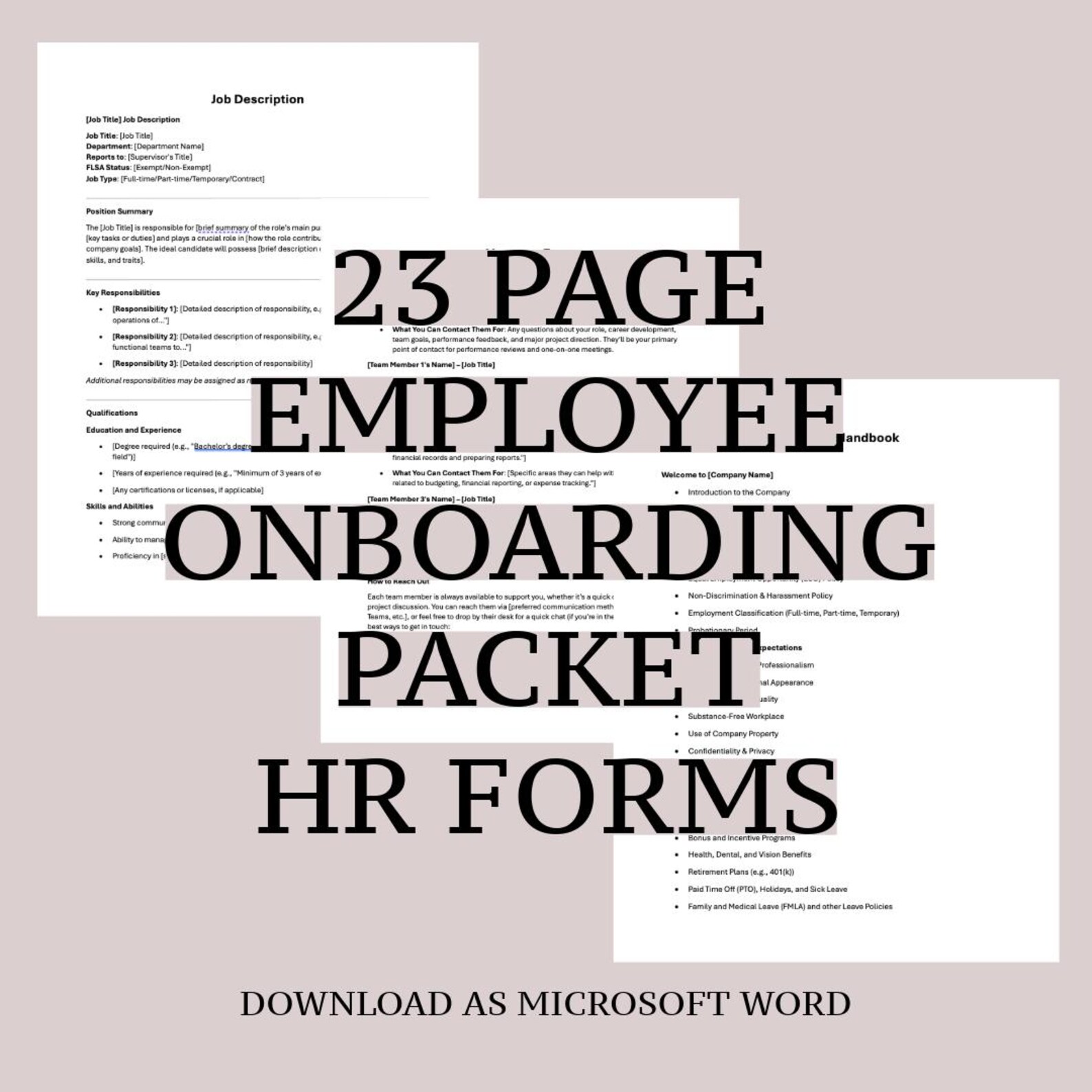 23 Page Employee Onboarding Packet | HR Onboarding Packet | Welcome ...