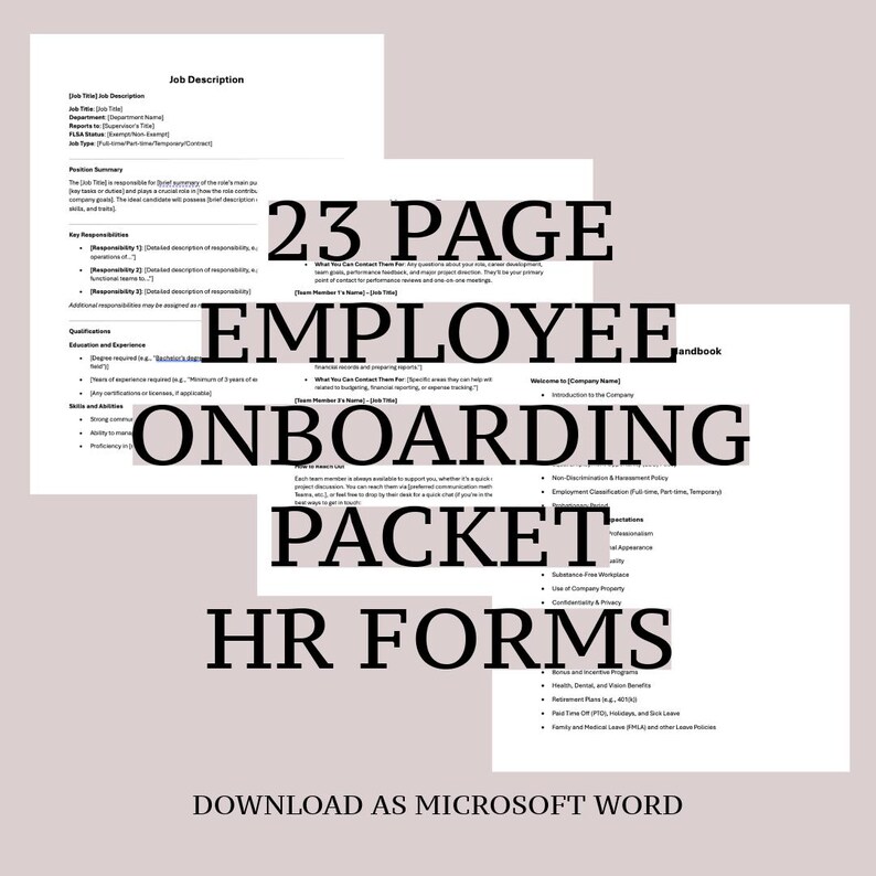 23 Page Employee Onboarding Packet | HR Onboarding Packet | Welcome ...