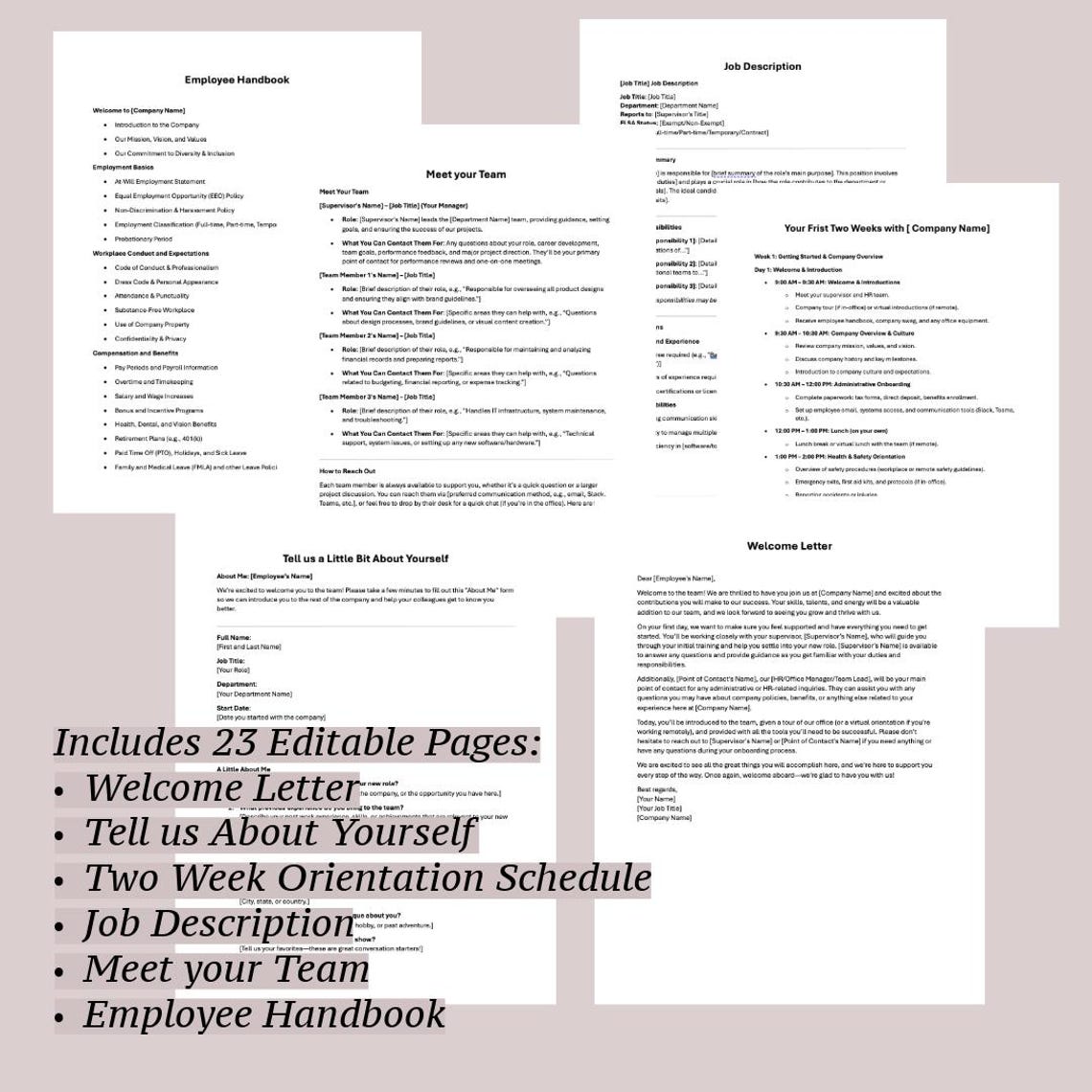 23 Page Employee Onboarding Packet | HR Onboarding Packet | Welcome ...