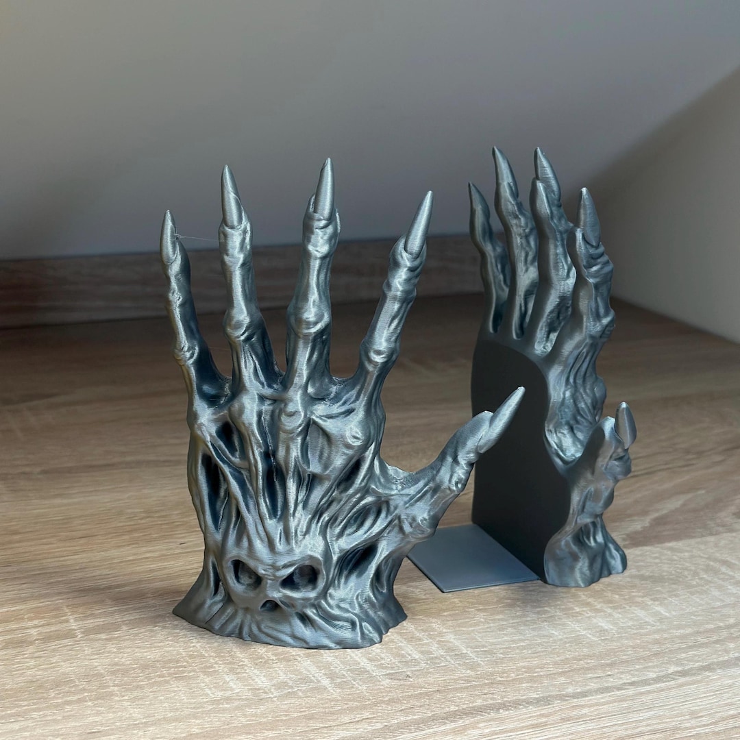 Demon Hands Bookends | 3D Printed Gothic Decor for Bookshelves | Book ...
