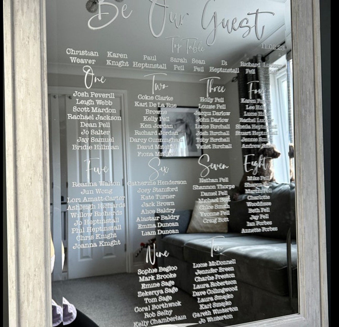 Wedding Mirror Decals Seating Plan Table Plan Sticker - Etsy UK