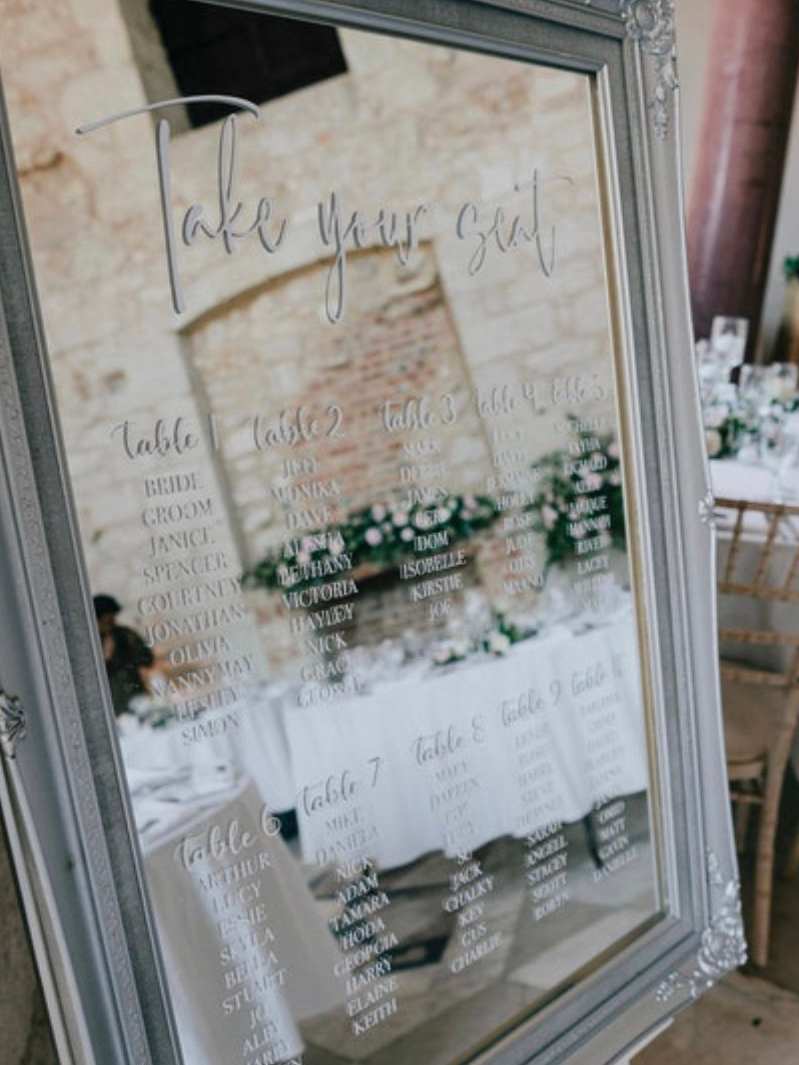 Wedding Mirror Decals Seating Plan Table Plan Sticker - Etsy UK