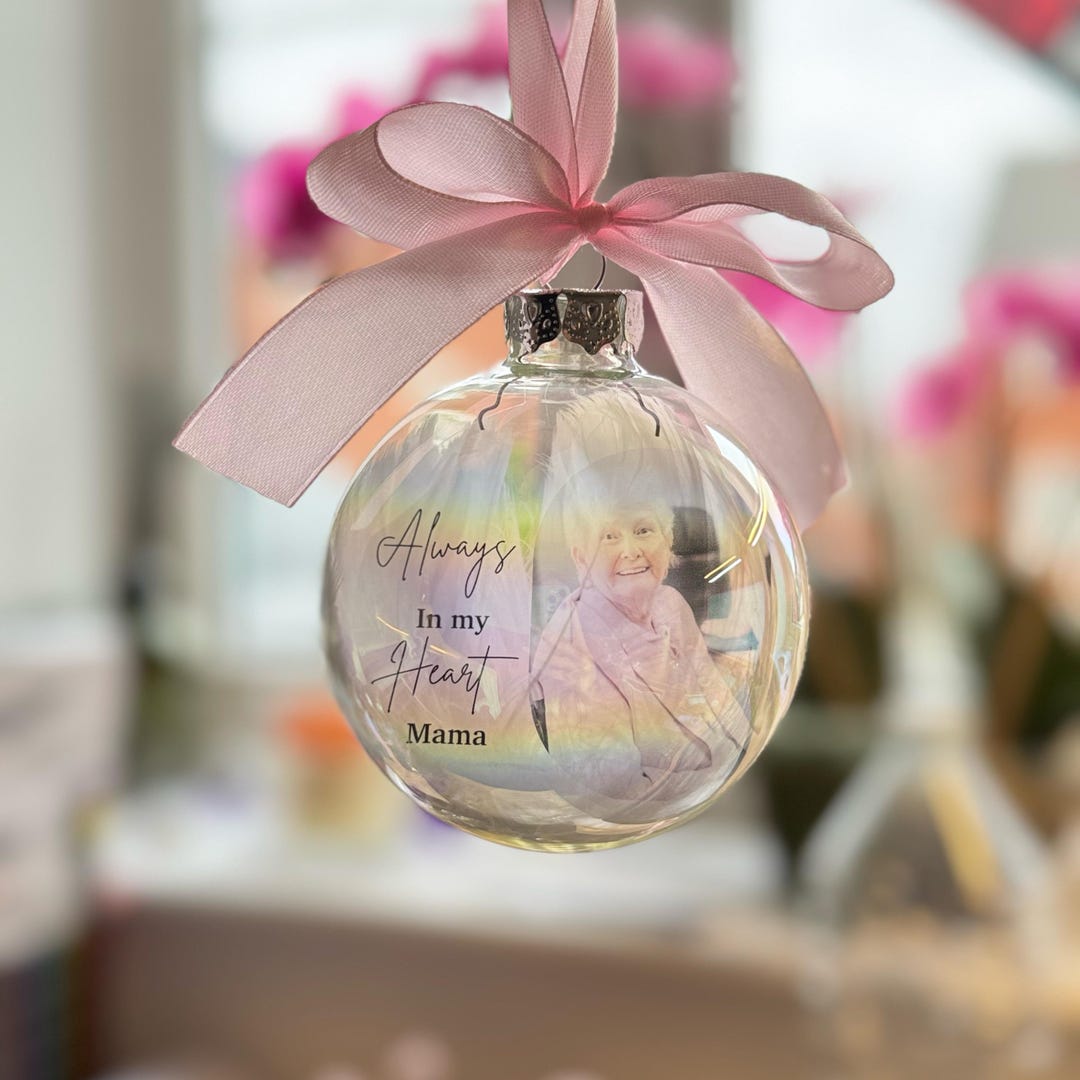 Personalized Photo Memorial Bauble | Floating Glass Remembrance ...