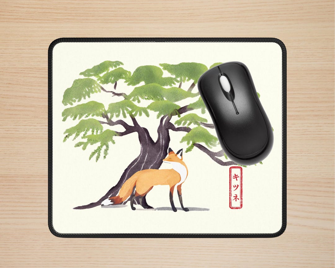 Mousepad, Japanese Gifts, Kitsune Mouse Pad, Ukiyo-e Japanese Landscape ...