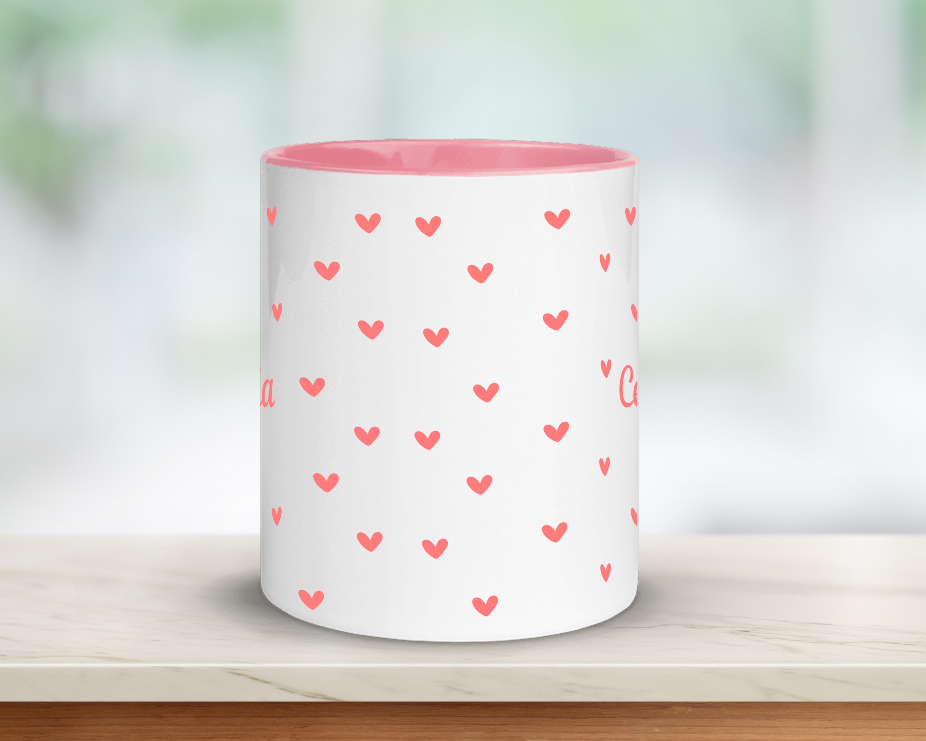 Personalized Mug With Your Name, Hearts Mug, Cutecore, Personalized ...