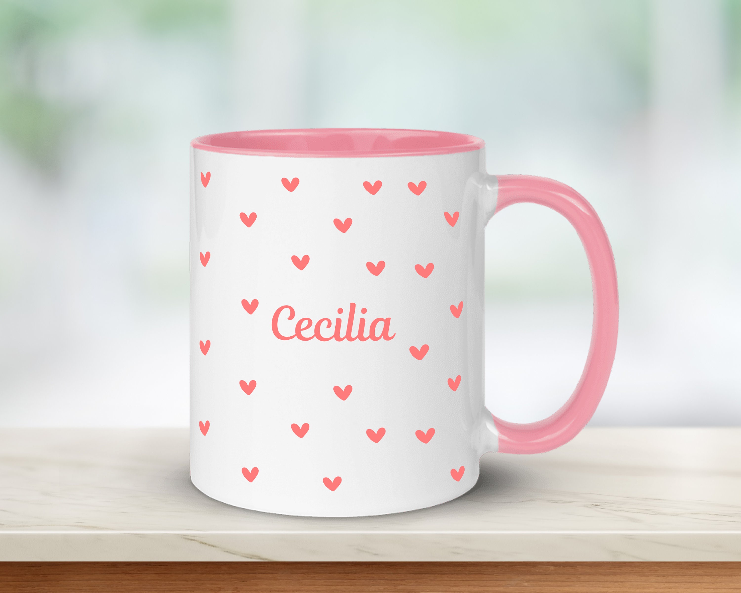 Personalized Mug With Your Name, Hearts Mug, Cutecore, Personalized ...